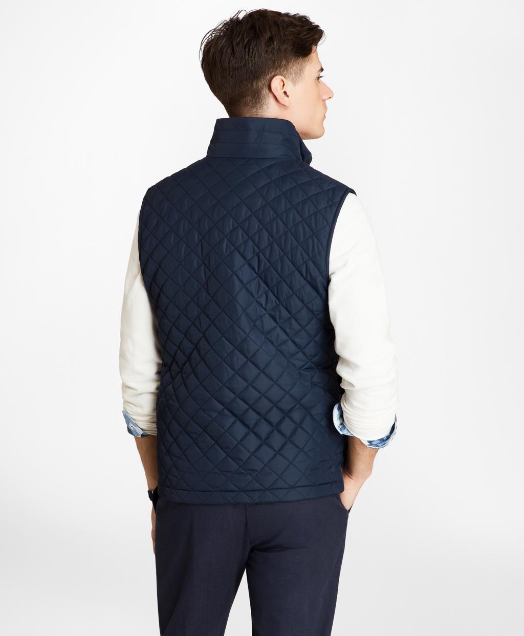 Brooks Brothers Synthetic Diamond Quilted Nylon Vest In Navy Blue For Men Lyst