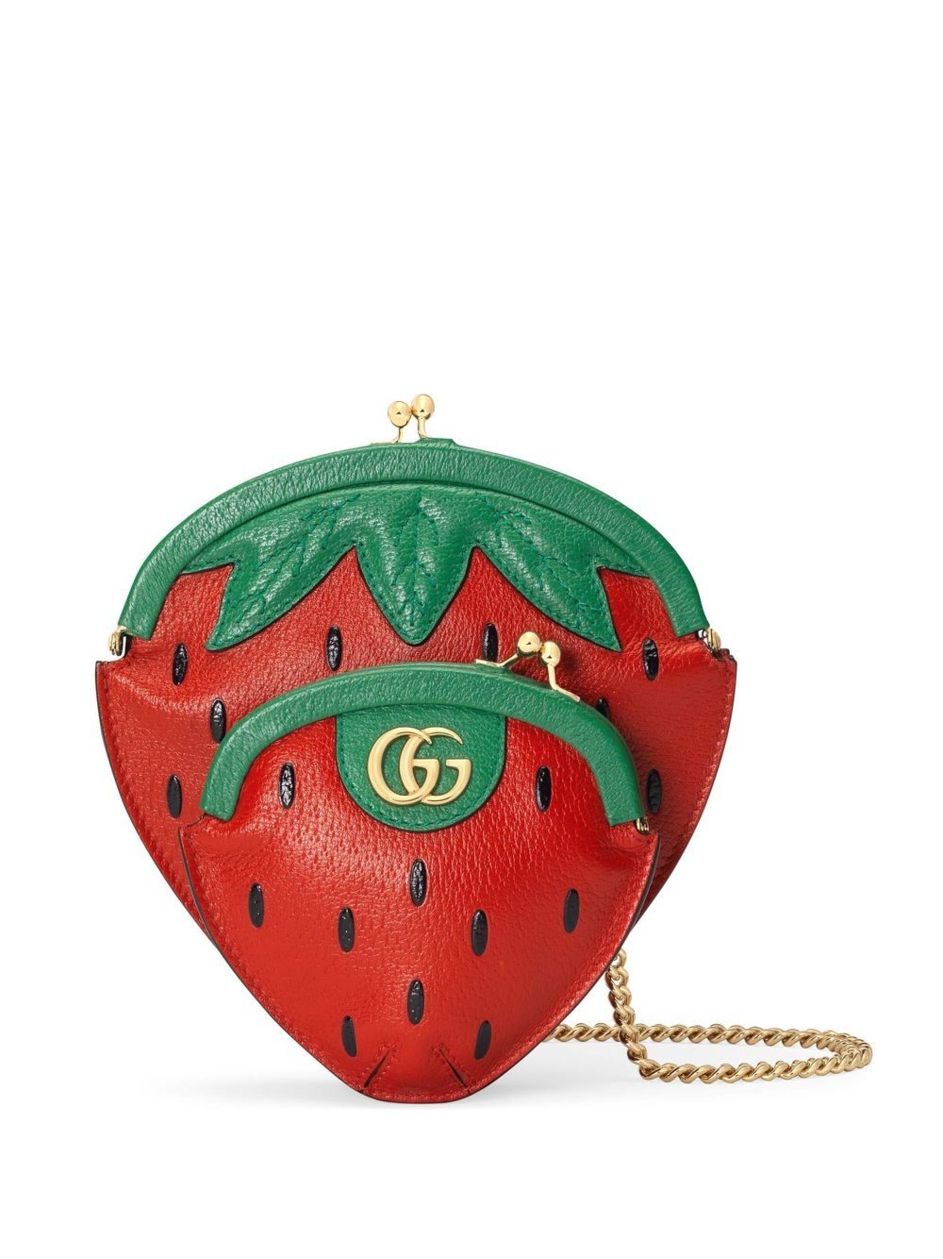 Gucci Strawberry Leather Mini Bag in Red | Lyst