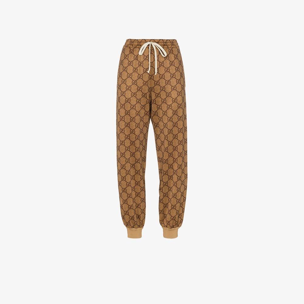 Gucci Technical Knit Logo Jogging Bottoms in Brown | Lyst