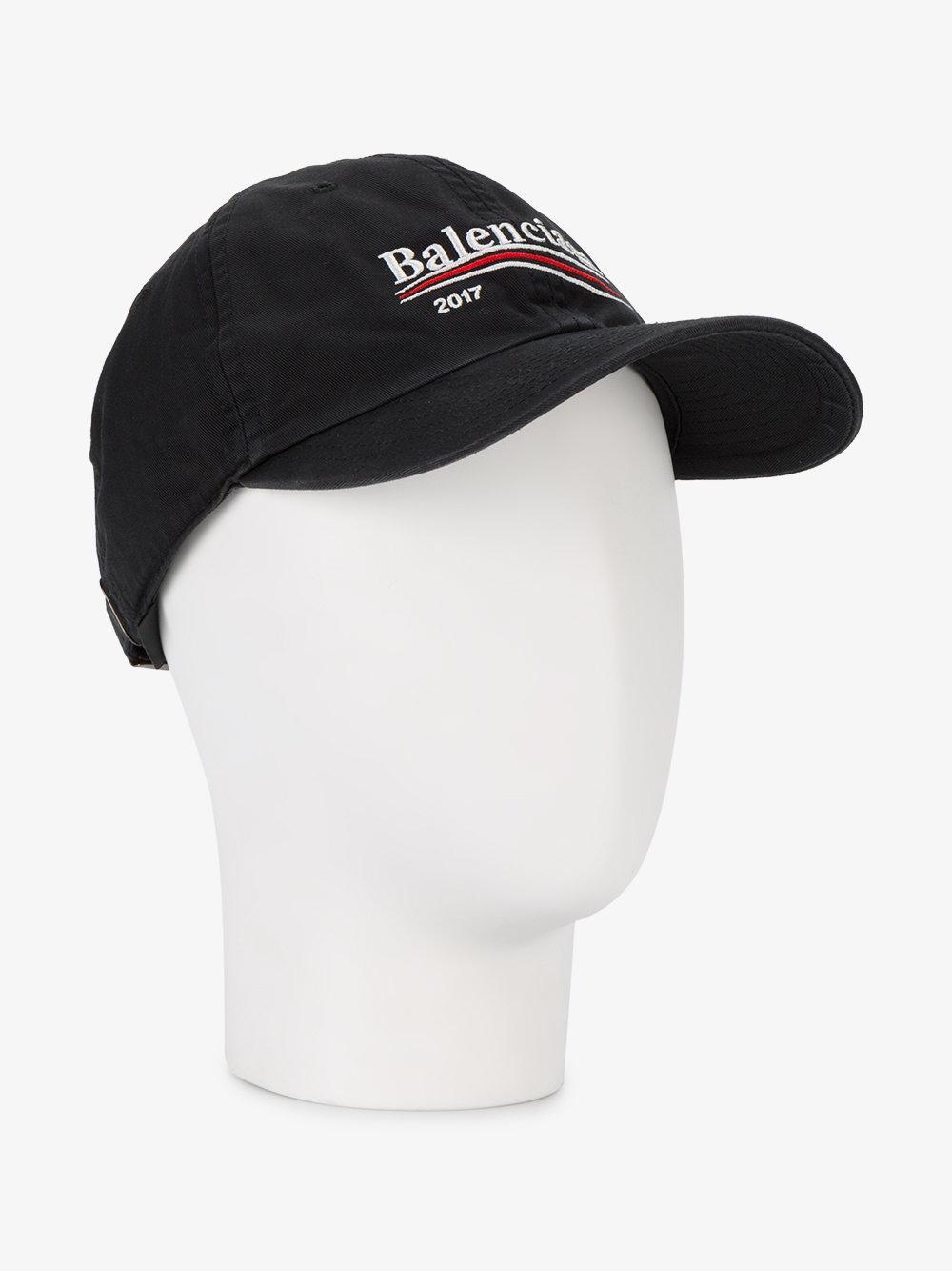 Balenciaga Cotton Campaign Logo Embroidered Hat in Black for Men - Lyst