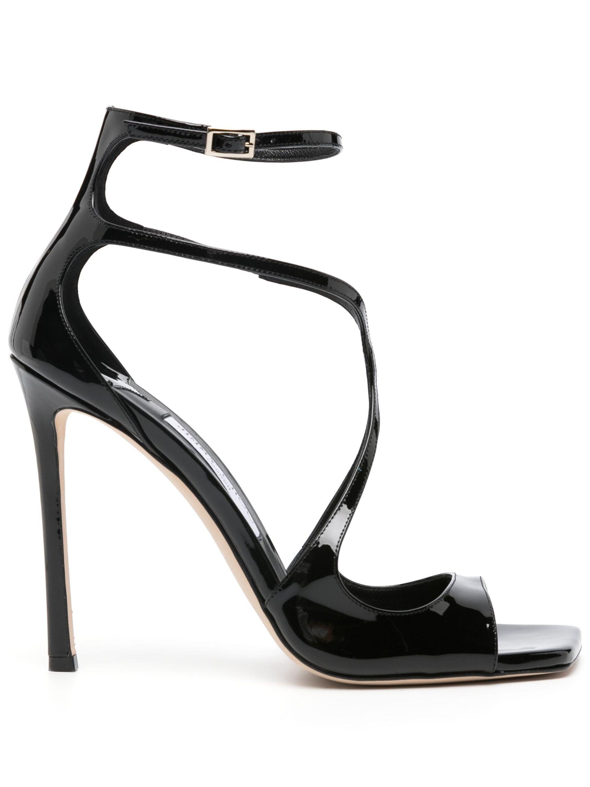 Jimmy Choo Azia 110mm Patent Leather Sandals in Black | Lyst Jimmy Choo Azia 110mm Patent Leather Sandals in Black | Lyst