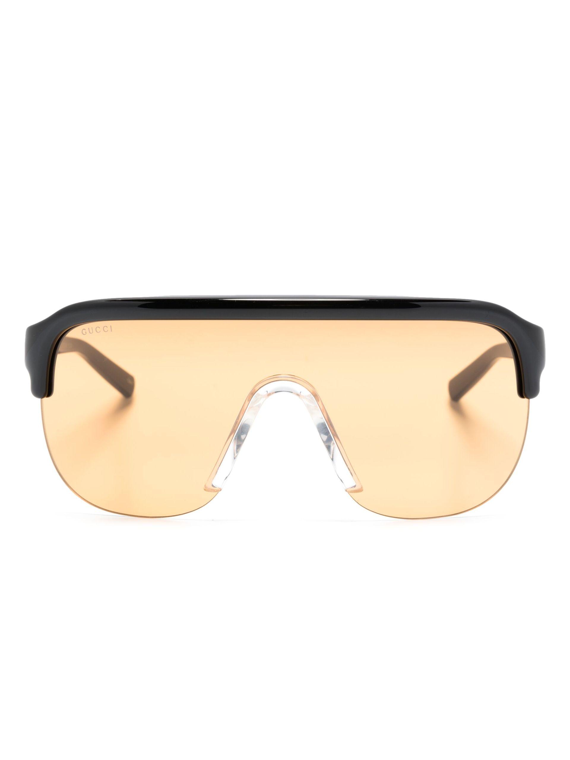 Gucci Half-Rim Shield-Frame Sunglasses in Natural | Lyst