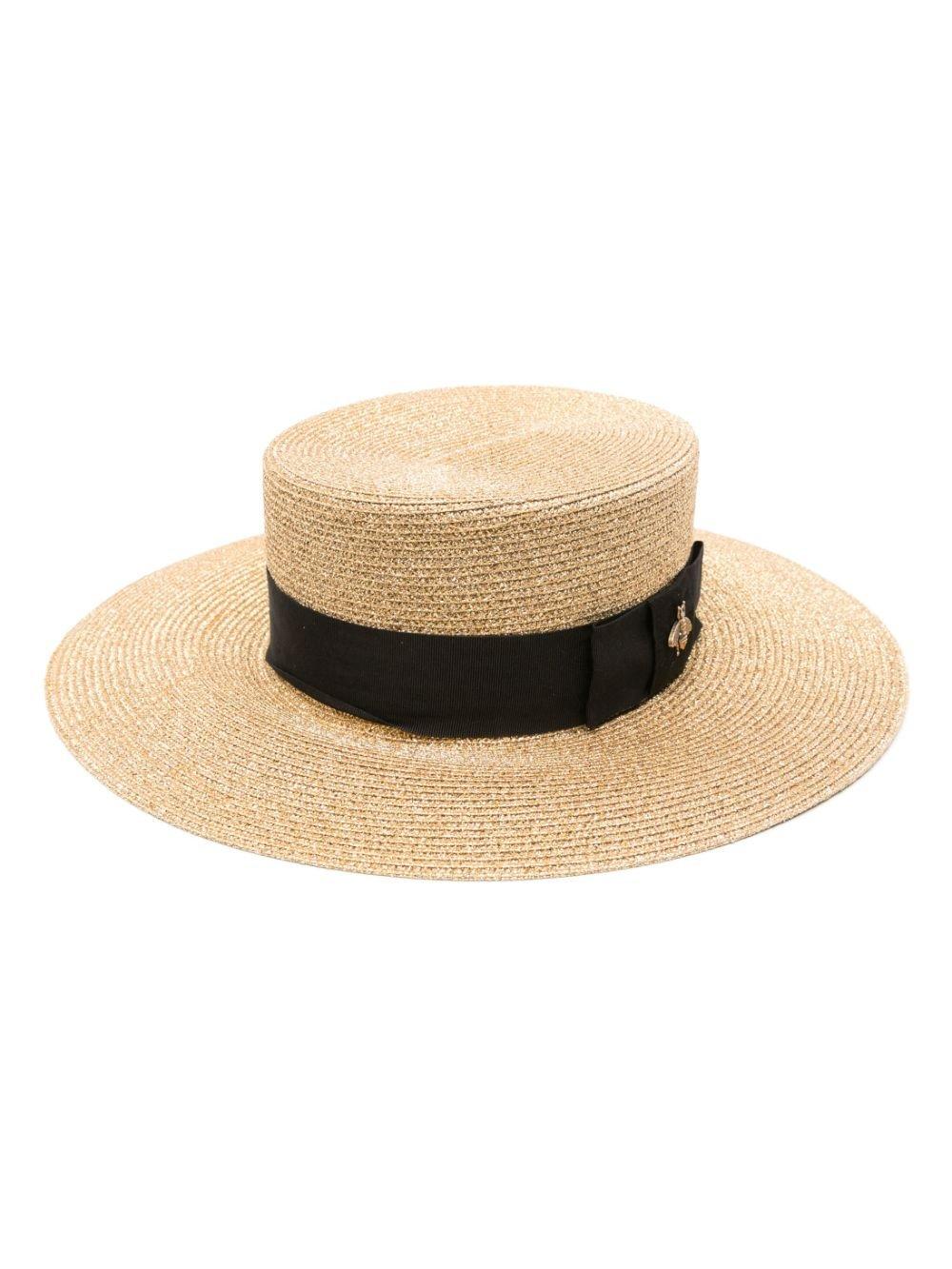 Gucci Neutral Straw Boater Hat in Natural | Lyst Australia
