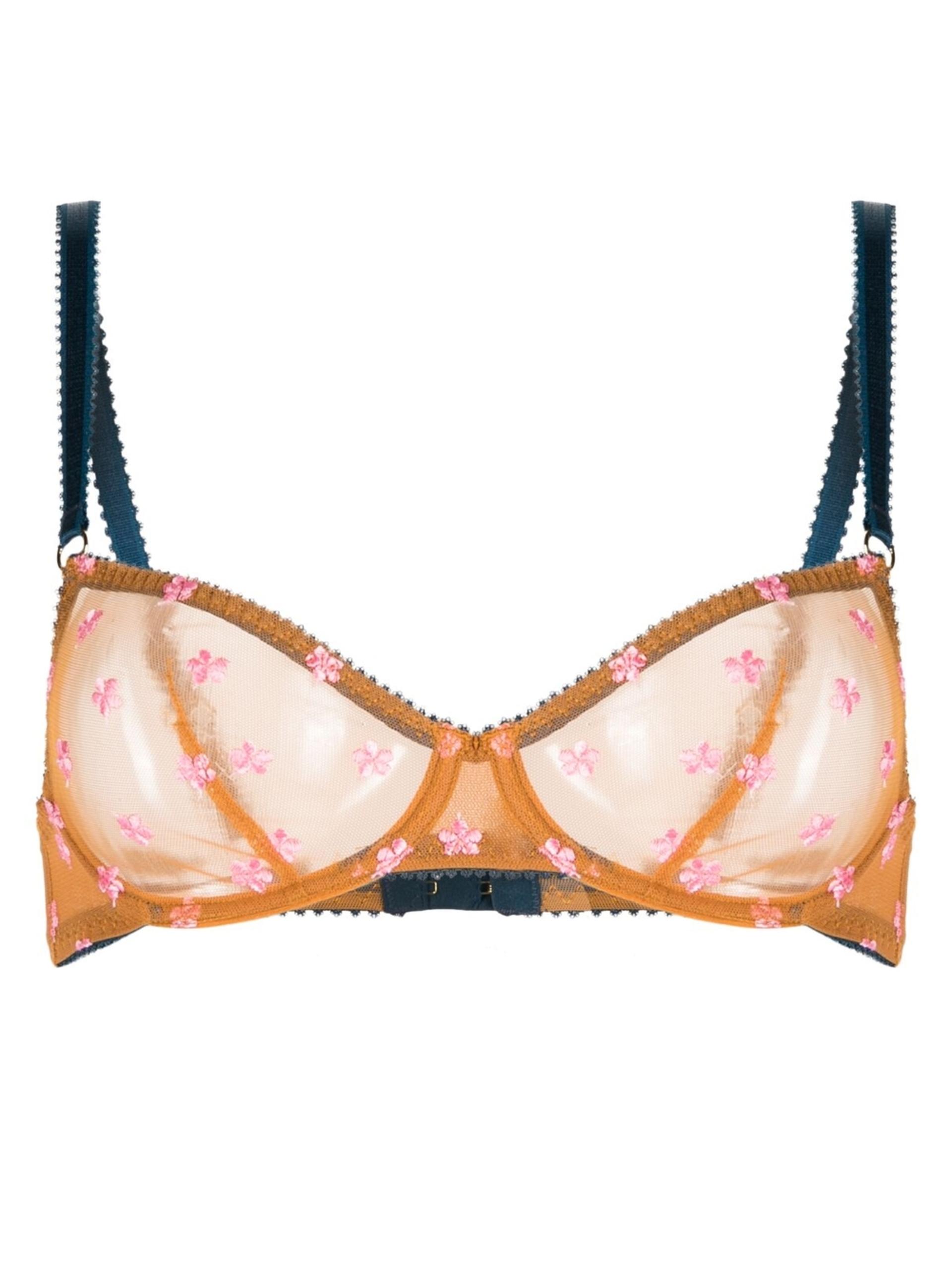 Dora Larsen Orange Collette Embroidered Underwired Bra in Natural | Lyst