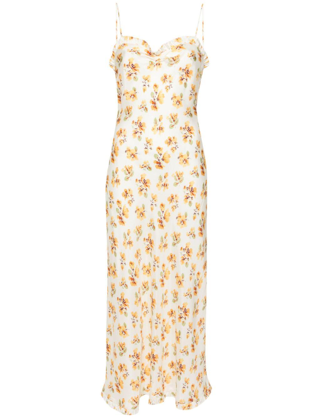 Doen Calsi Floral-Print Midi Dress in Metallic | Lyst