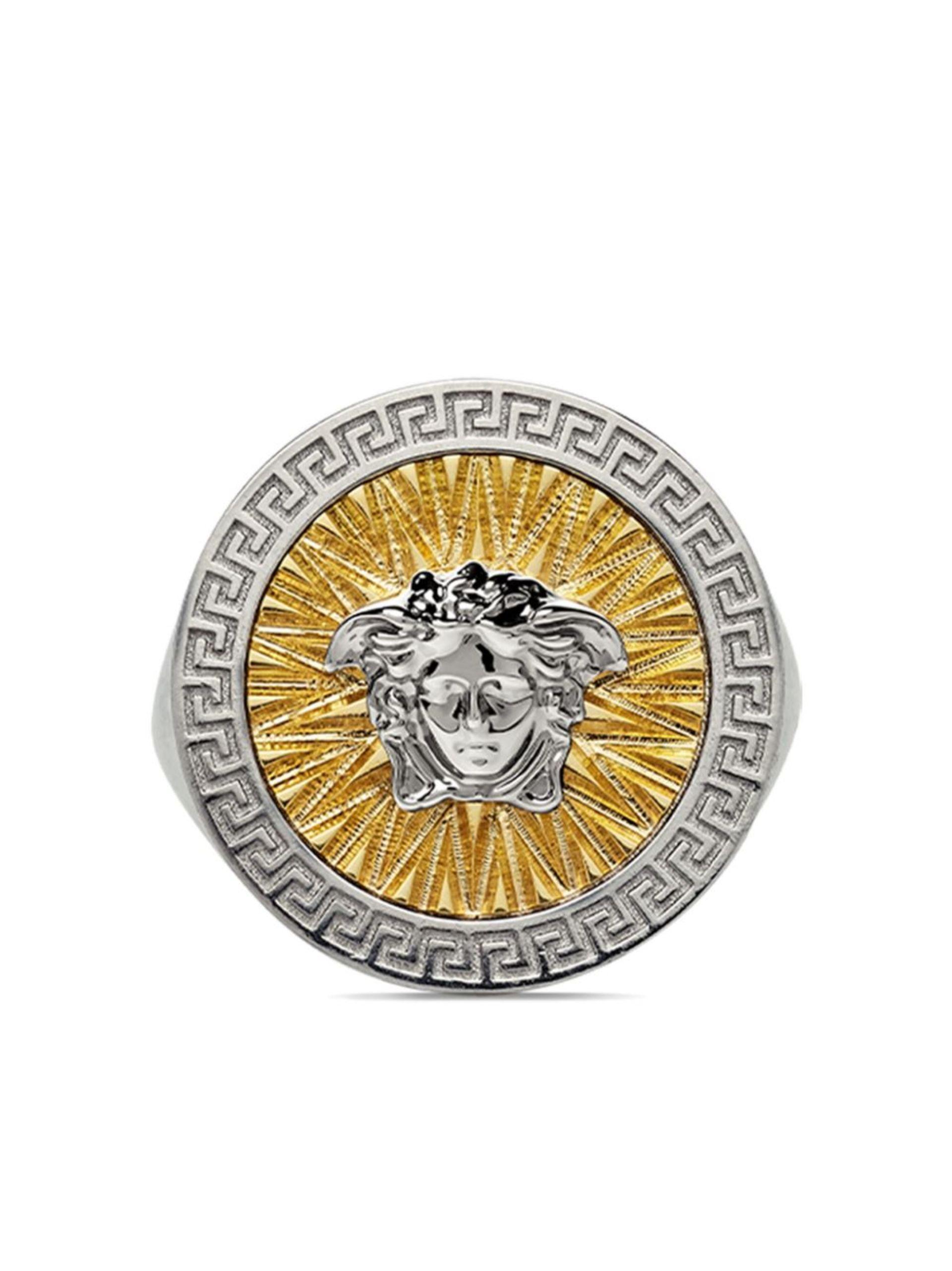 Versace Tone Crystal Icon Ring in Metallic for Men | Lyst