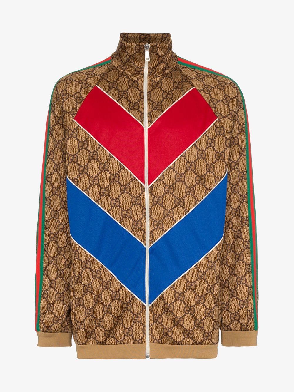 Gucci Gg Technical Jersey Jacket in Brown for Men | Lyst