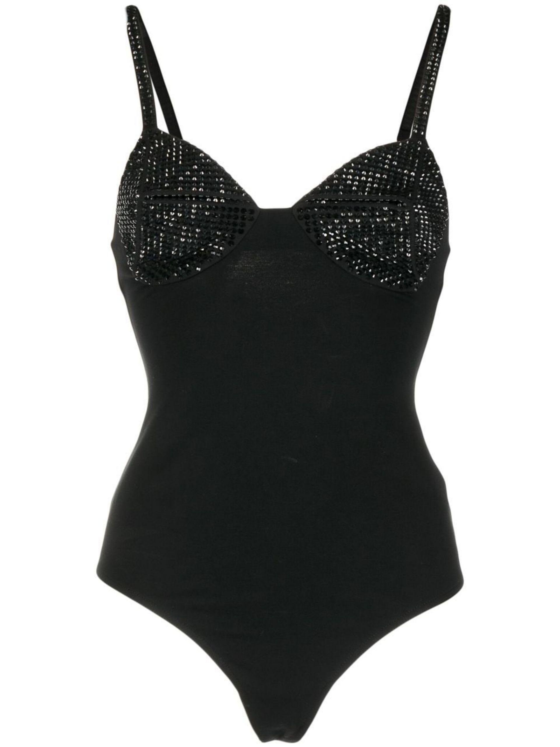 Area Crystal Embellished Bodysuit in Black | Lyst