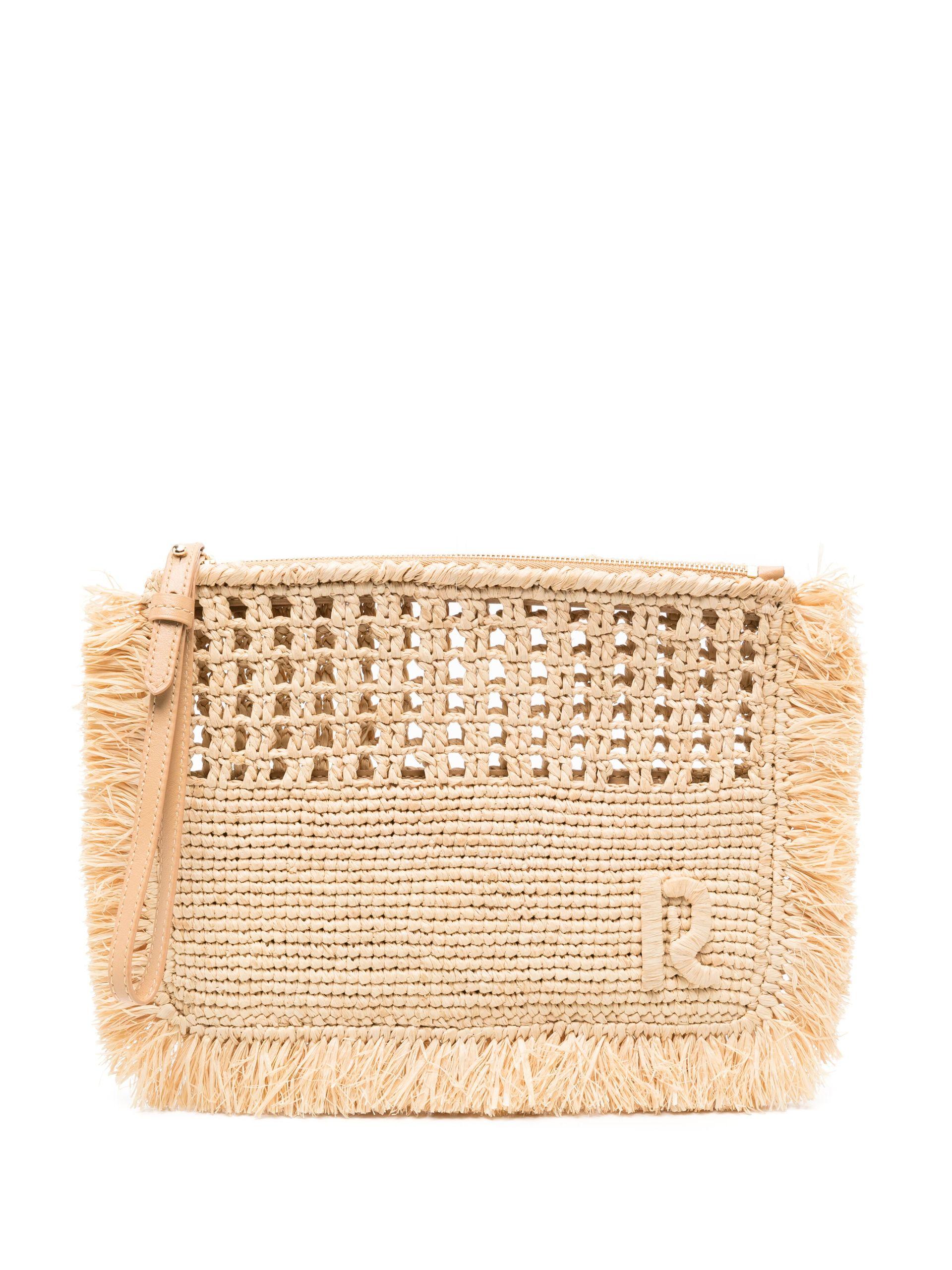 Rabanne Neutral Raffia Clutch Bag in Natural | Lyst