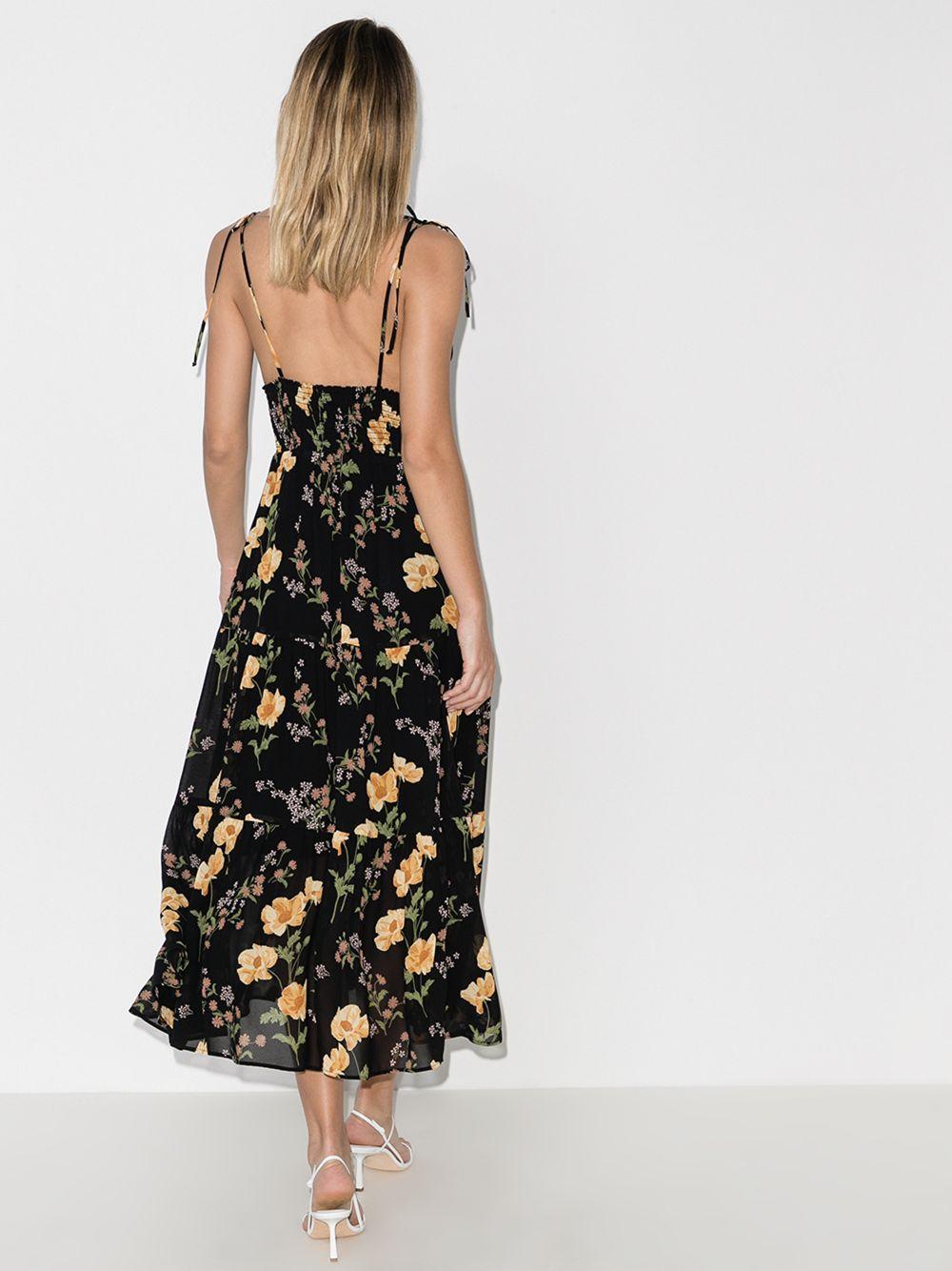 Reformation Synthetic Jaden Floral Print Midi Dress In Black Lyst