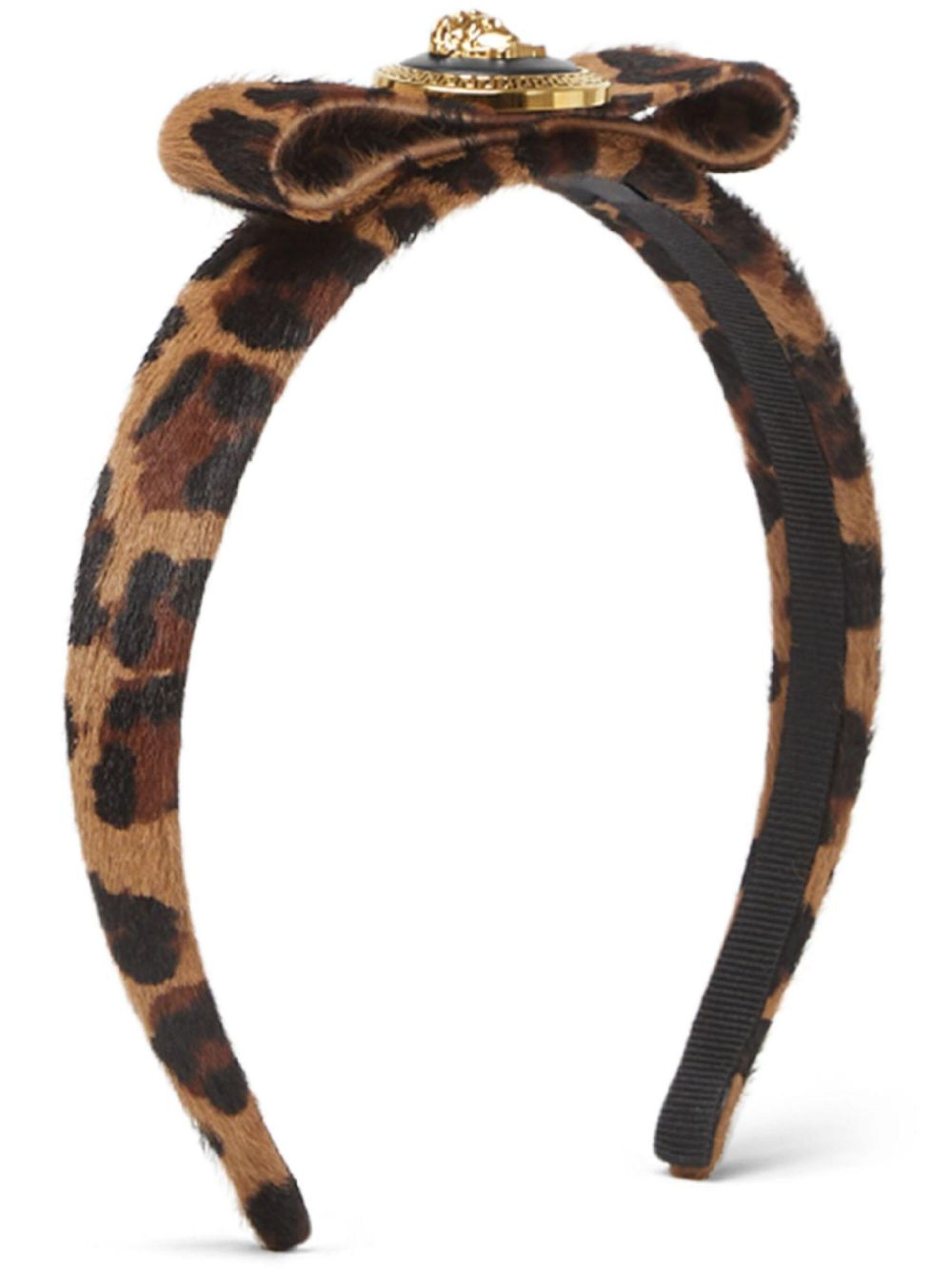 Versace Gianni Ribbon Leopard Headband in Black | Lyst