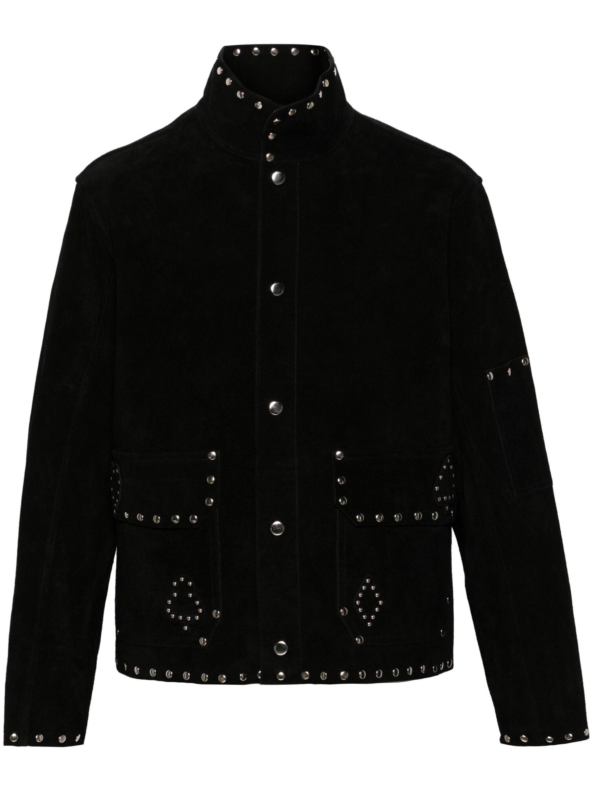 Bode Studded Detailing Suede Jacket in Black for Men | Lyst