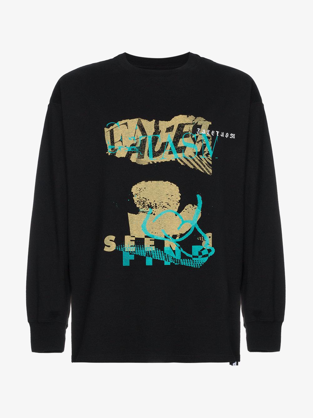 Facetasm Cotton Logo Long Sleeve T-shirt in Black for Men - Lyst