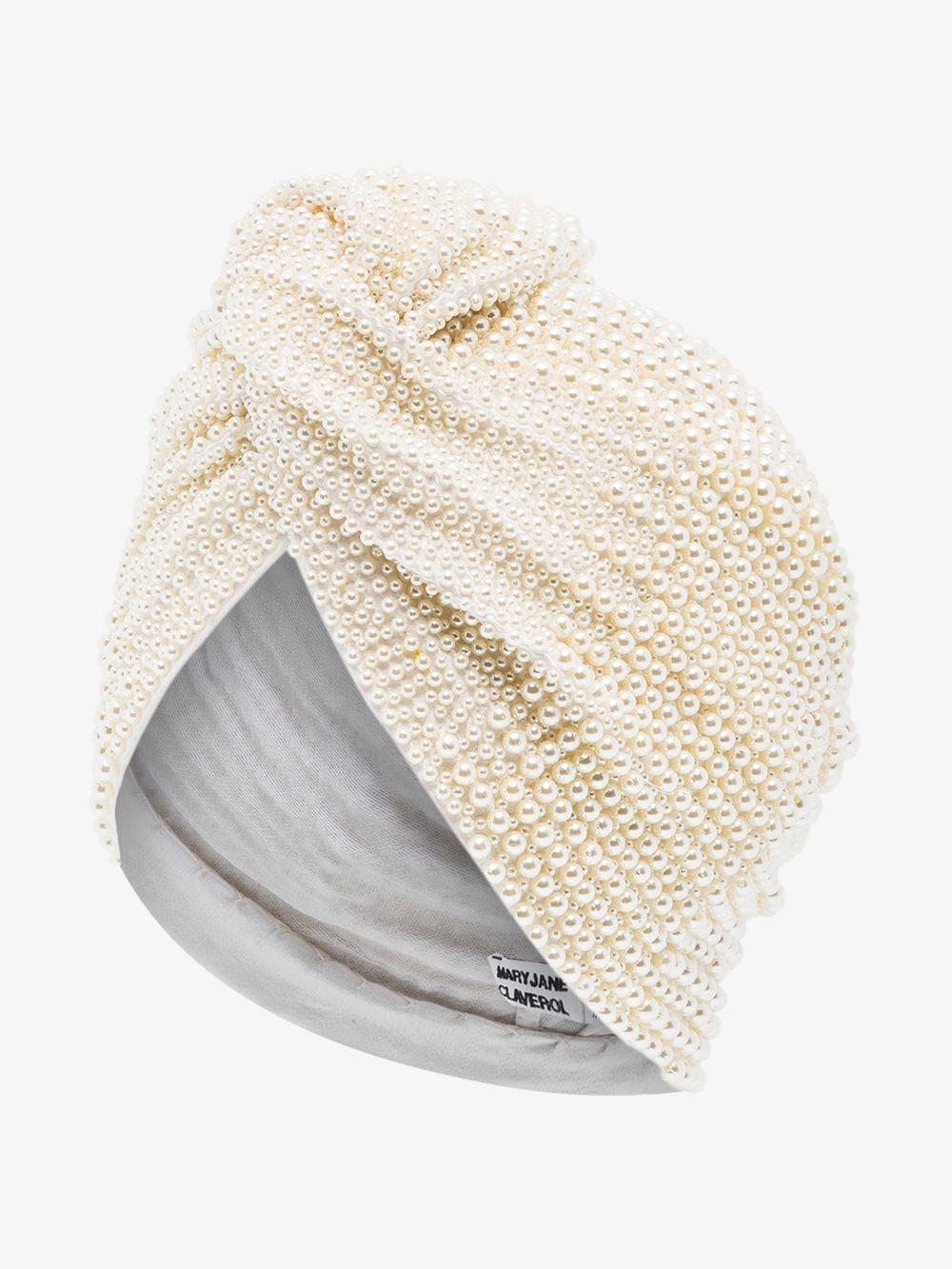 MaryJane Claverol Synthetic Faux-pearl Beaded Turban in White - Lyst