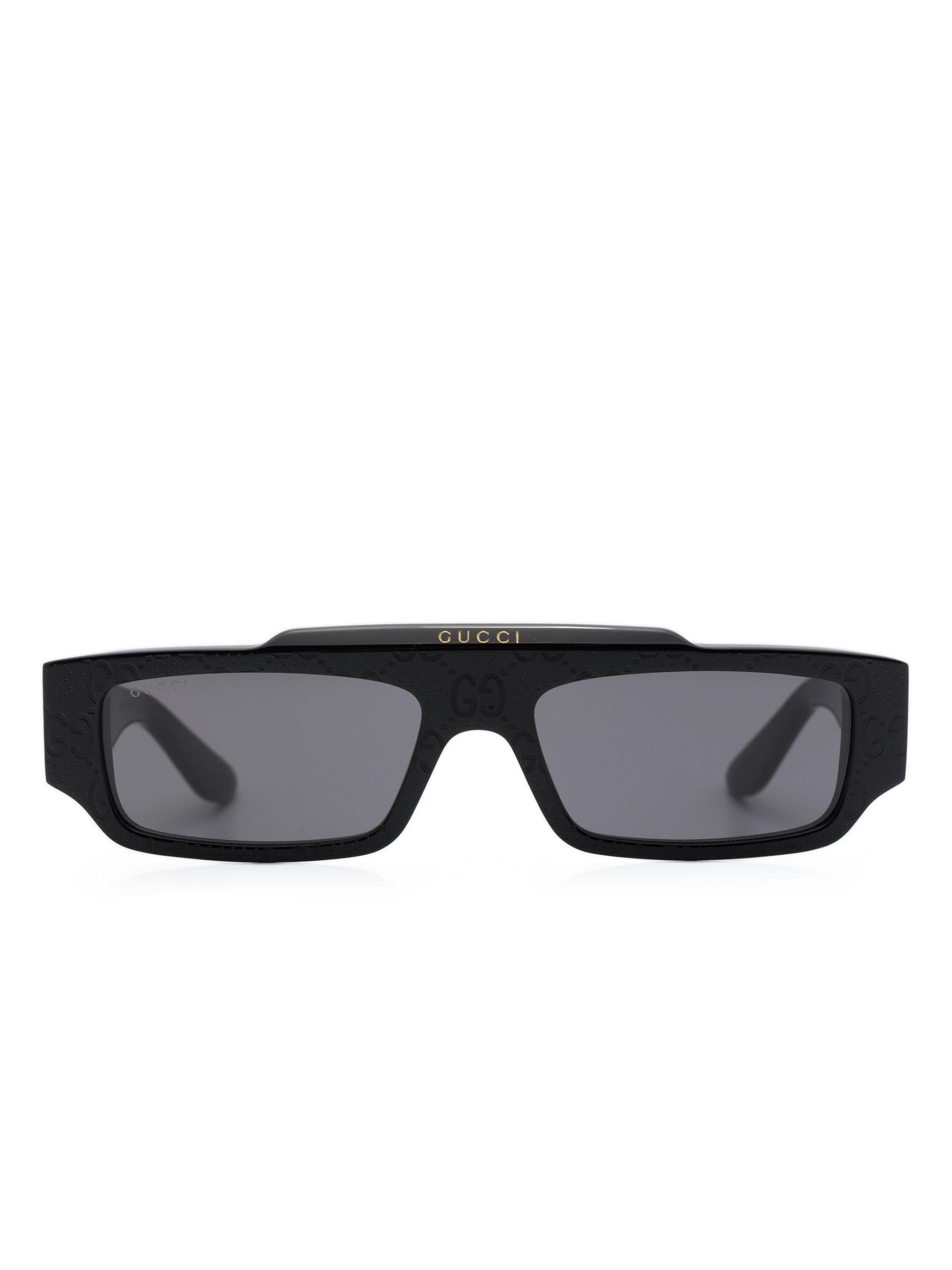 Gucci Gg-Print Rectangle-Frame Sunglesses in Black for Men | Lyst
