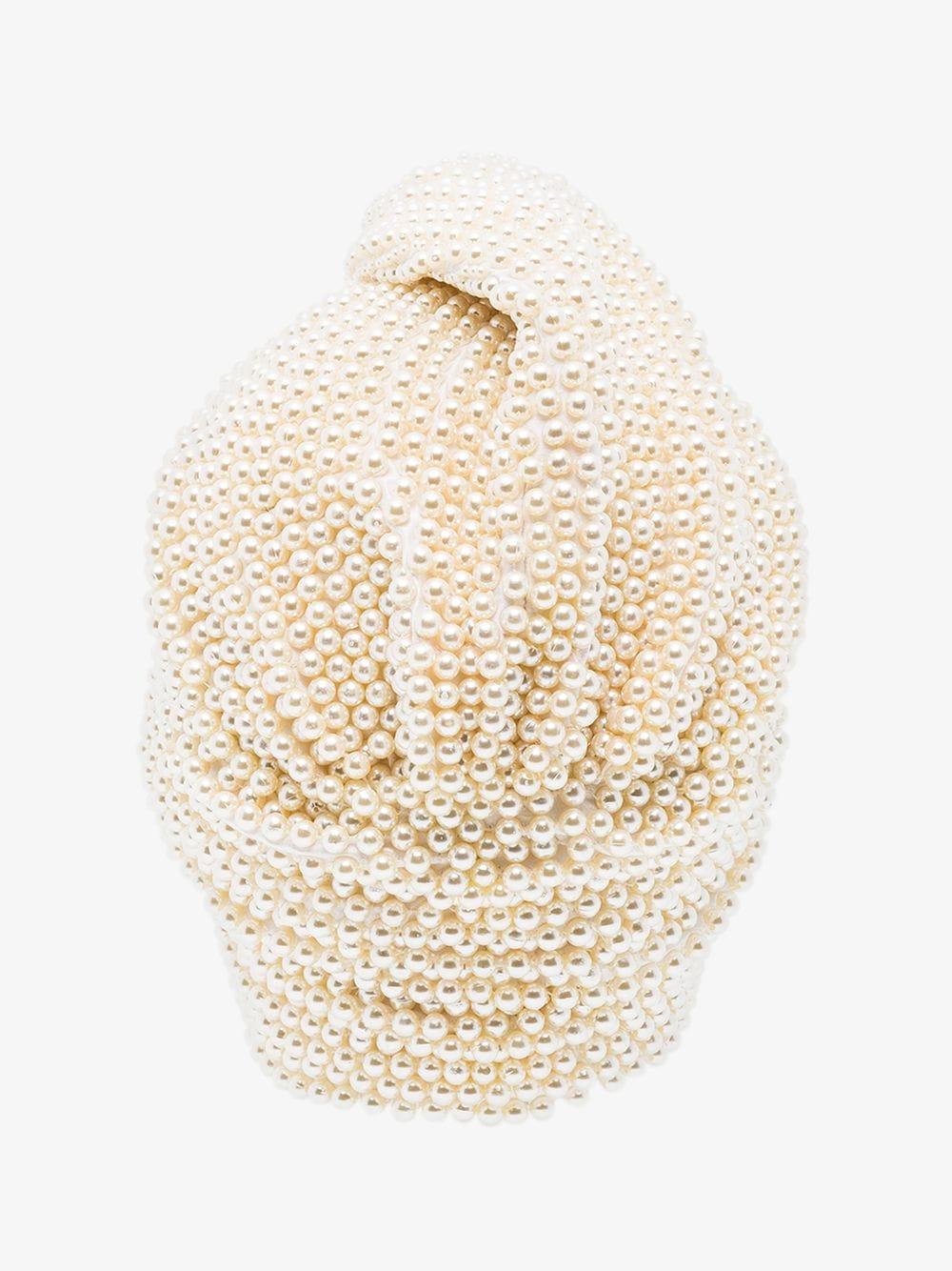 MaryJane Claverol Synthetic Faux-pearl Beaded Turban in White - Lyst