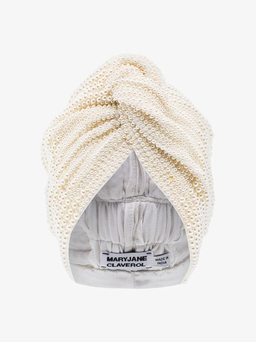 MaryJane Claverol Synthetic Faux-pearl Beaded Turban in White - Lyst