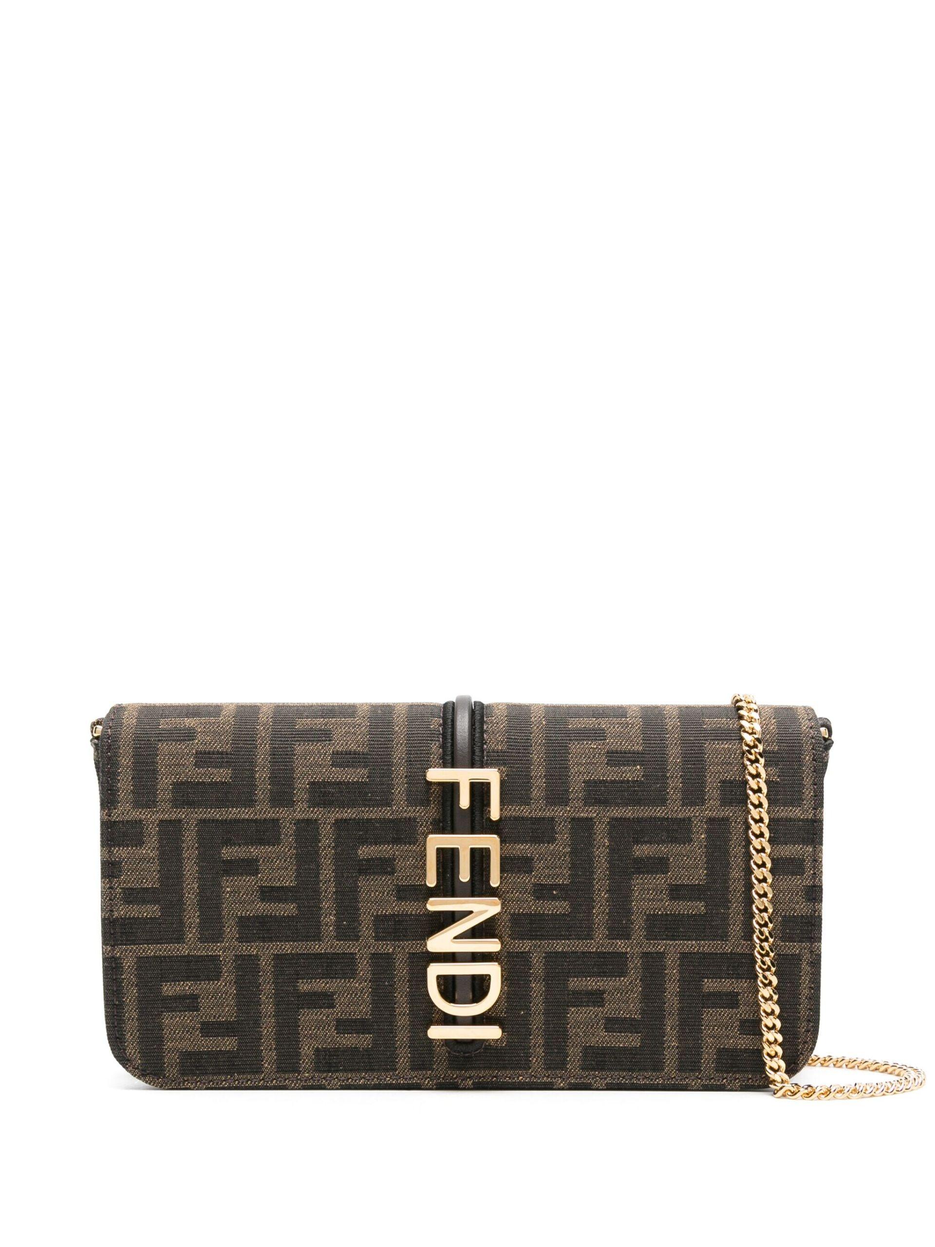 Fendi Graphy Jacquard Chain Wallet in Gray | Lyst