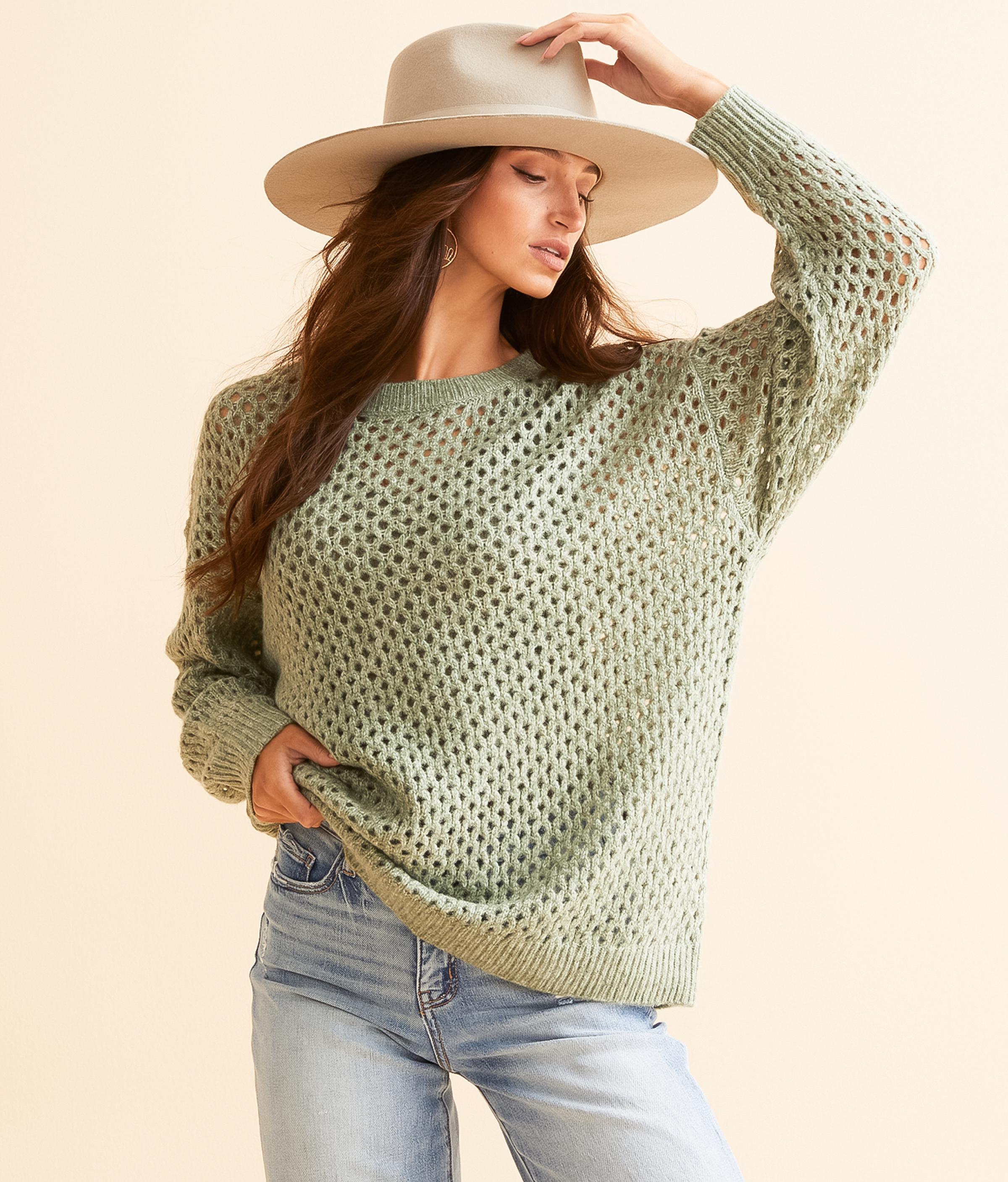 Daytrip Open Stitch Oversized Sweater in Green | Lyst