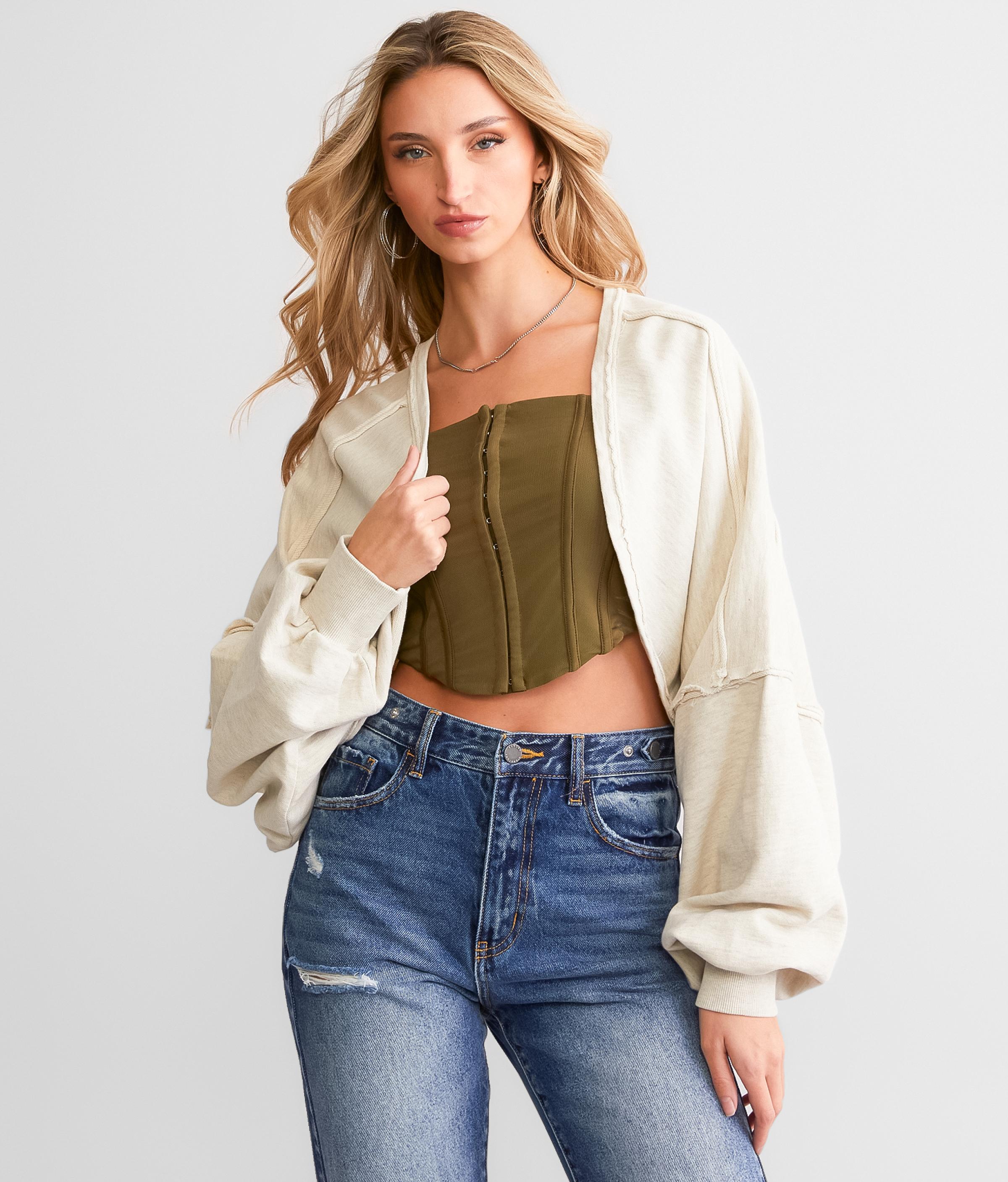 Free People Shrug It Off Cropped Cardigan in Blue | Lyst