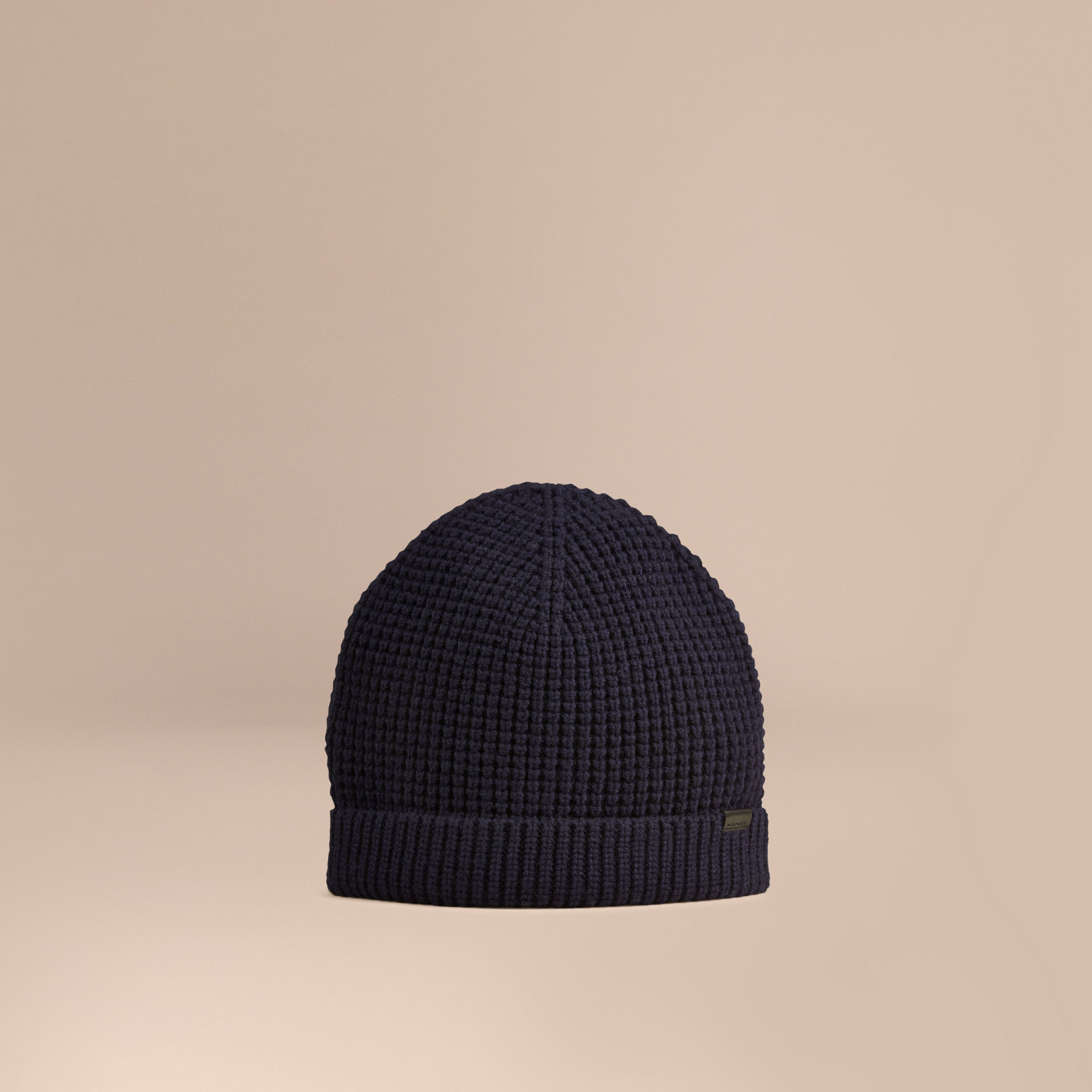 Burberry Cashmere Blend Waffle Knit Beanie Dark Navy in Blue for Men | Lyst