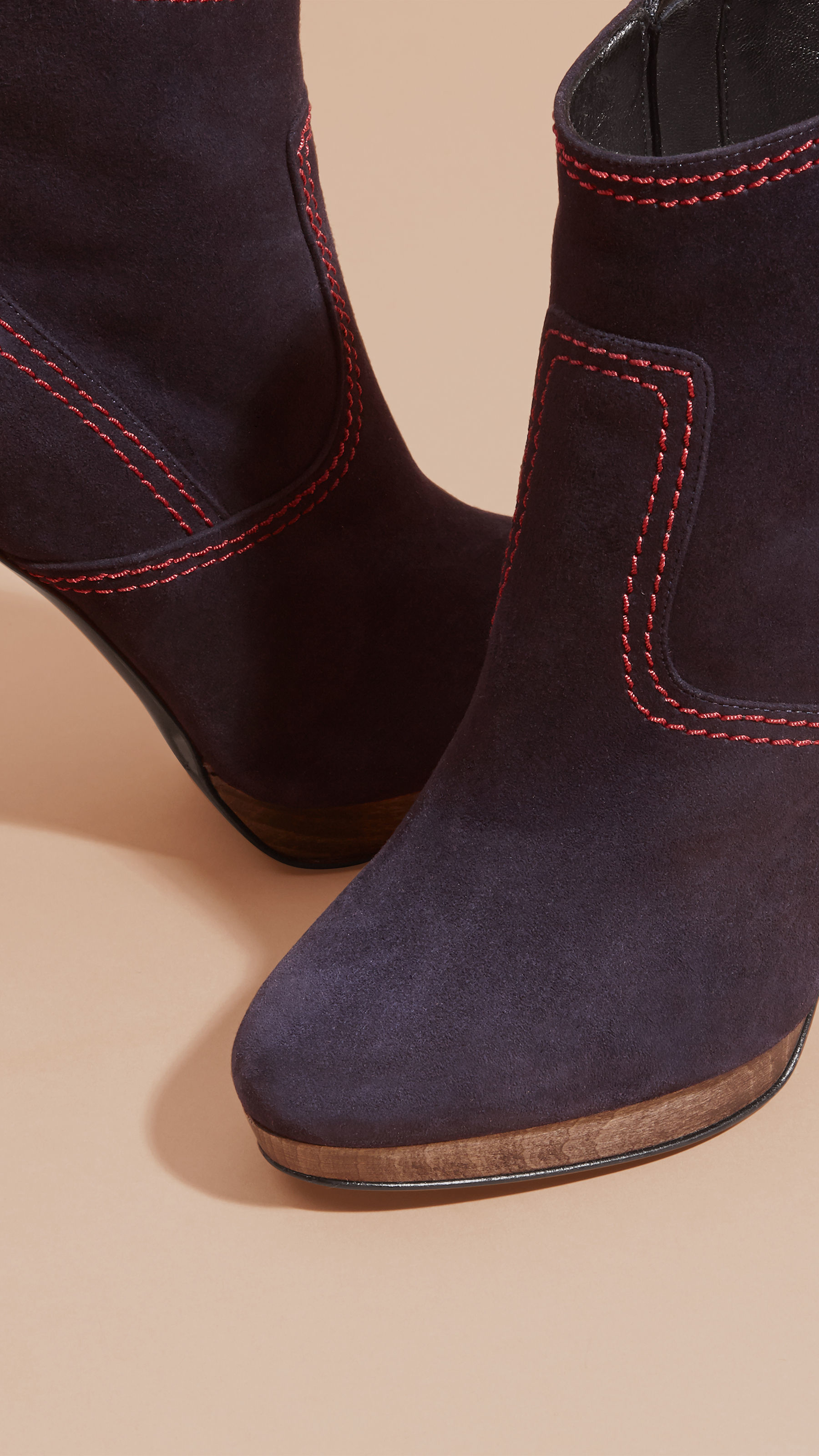 Lyst - Burberry Suede Ankle Boots Navy in Blue