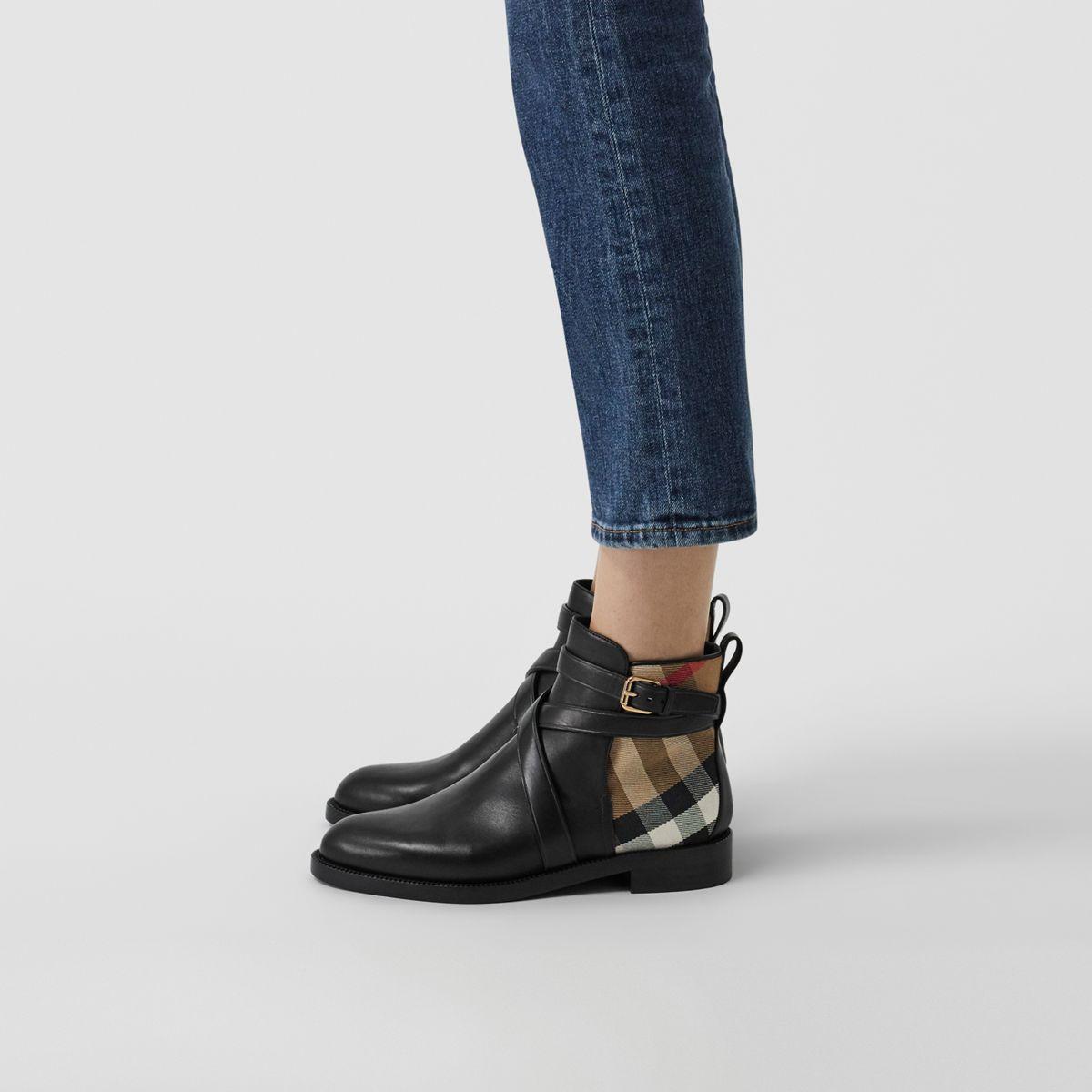 Burberry House Check Leather Bootie 2024 www.alhudapk