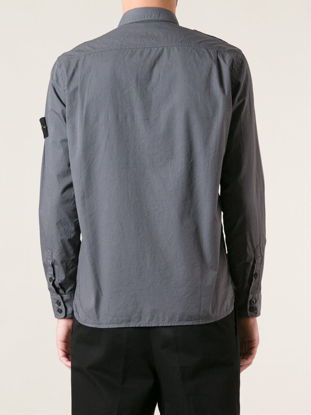 Stone Island Military Style Shirt in Grey (Grey) for Men - Lyst