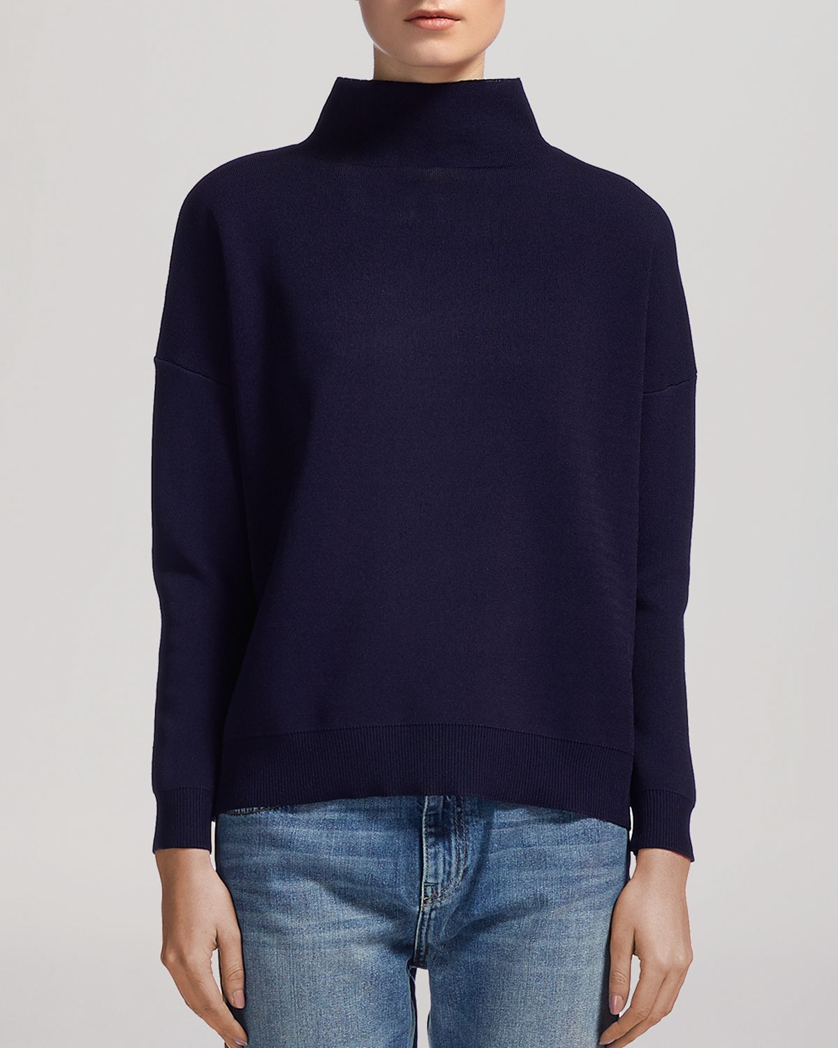 Whistles Sweater - Grown On Funnel Neck Knit in Navy (Blue) - Lyst