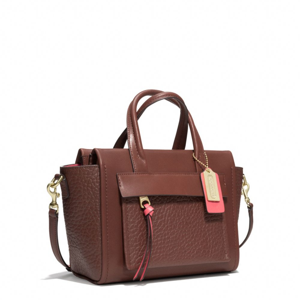 COACH Bleecker Mini Riley Carryall in Two Tone Leather in Brown | Lyst