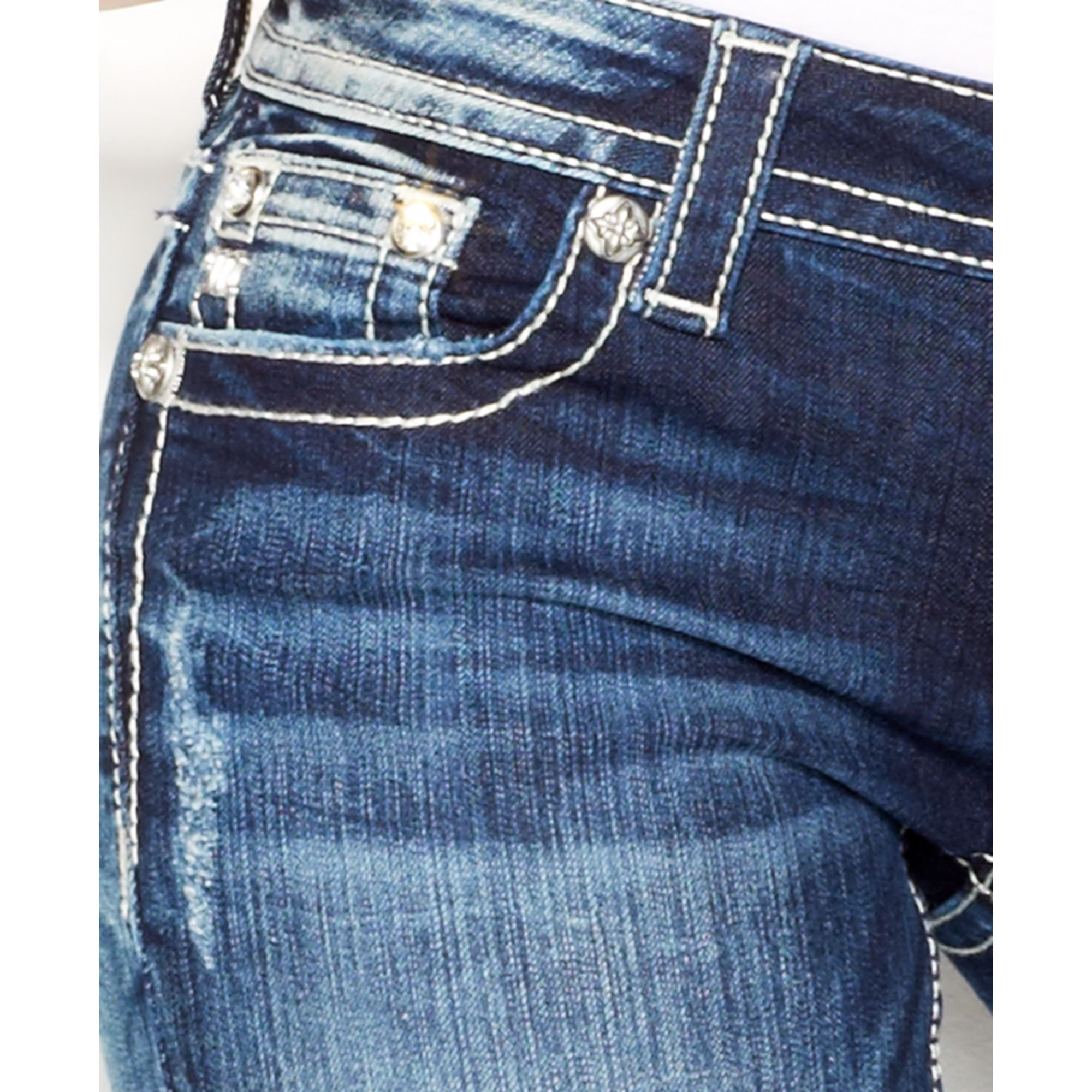 Miss Me Studded Rhinestone Bootcut Jeans in Blue - Lyst