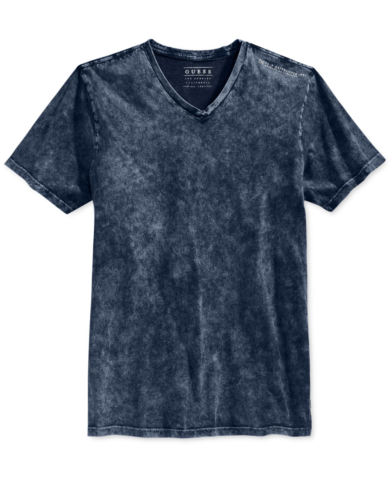 Guess Cotton Mens Gunnarson Mineral Wash T Shirt In Cobalt Blue For