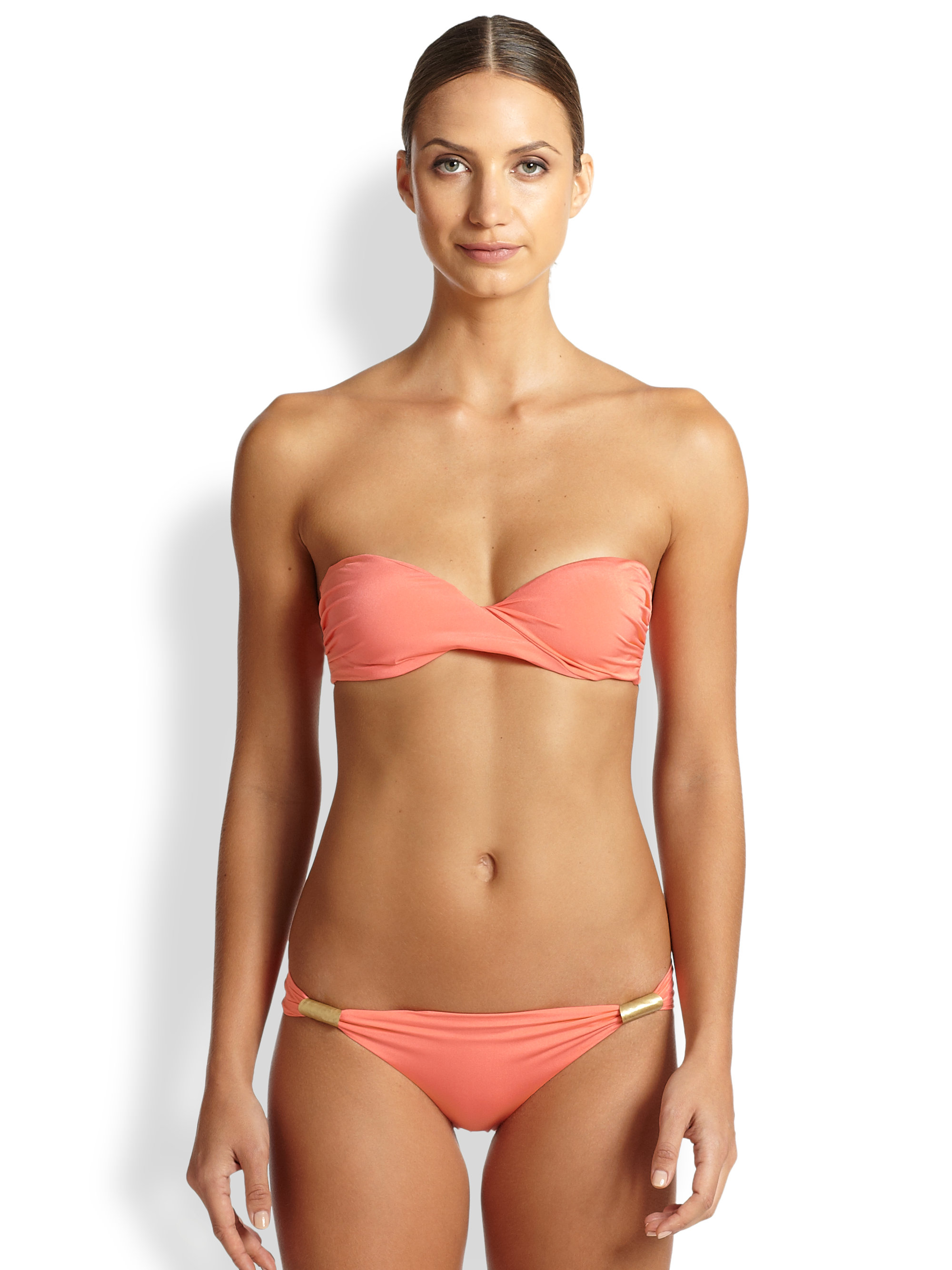 Lazul Twist Bandeau Bikini Top In Orange Lyst