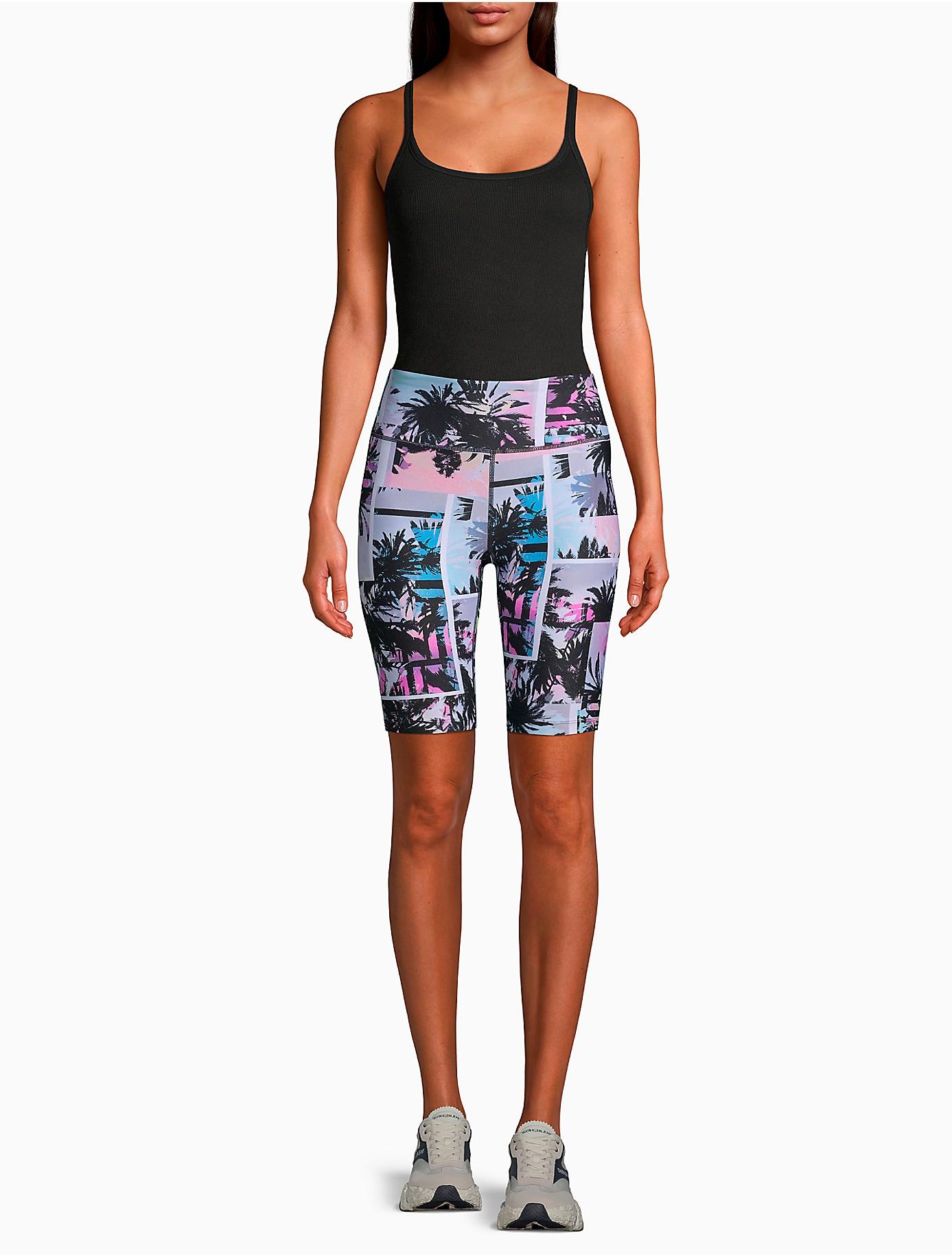 Calvin Klein Synthetic Performance Printed High Waist Bike Shorts In