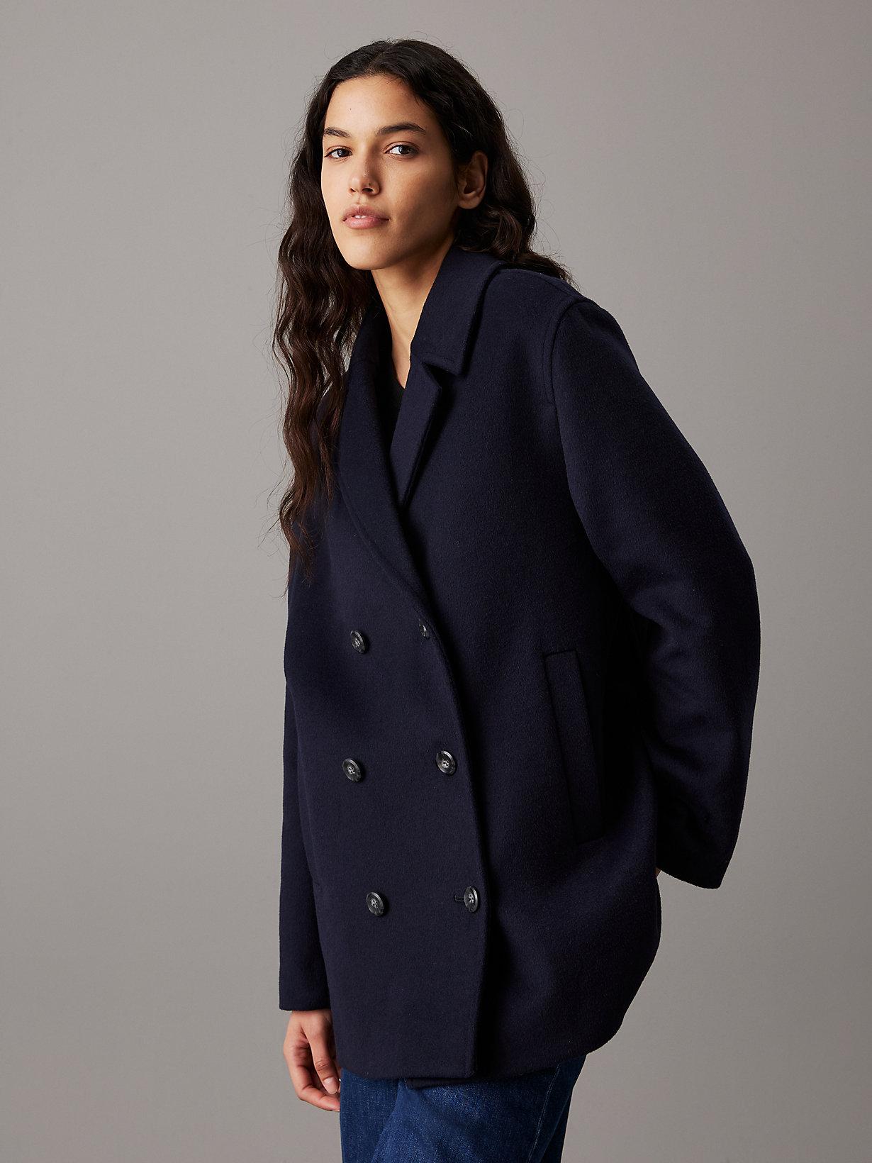 Calvin Klein Relaxed Wool Peacoat in Blue Lyst UK