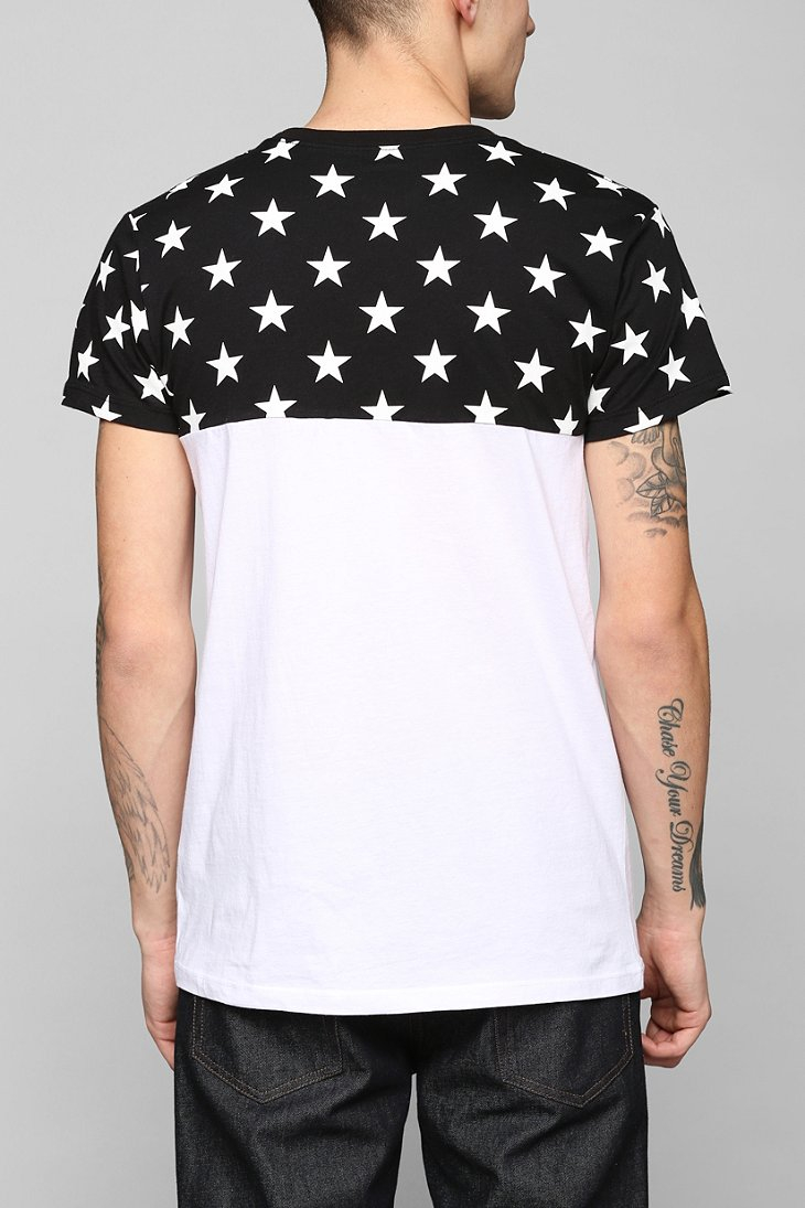 Urban Outfitters Colorblock Stars Tee in Black & White (Black) for Men ...