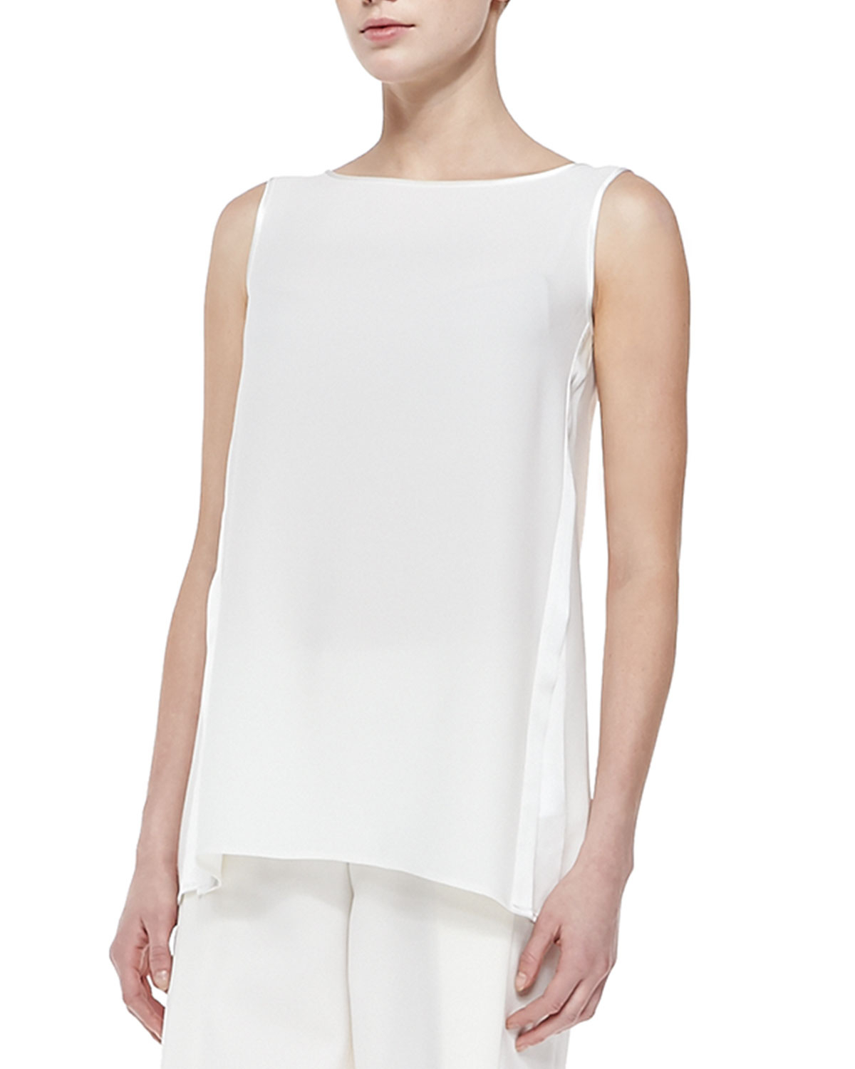 Lafayette 148 New York Merryn Sleeveless Silk Blouse In White Lyst