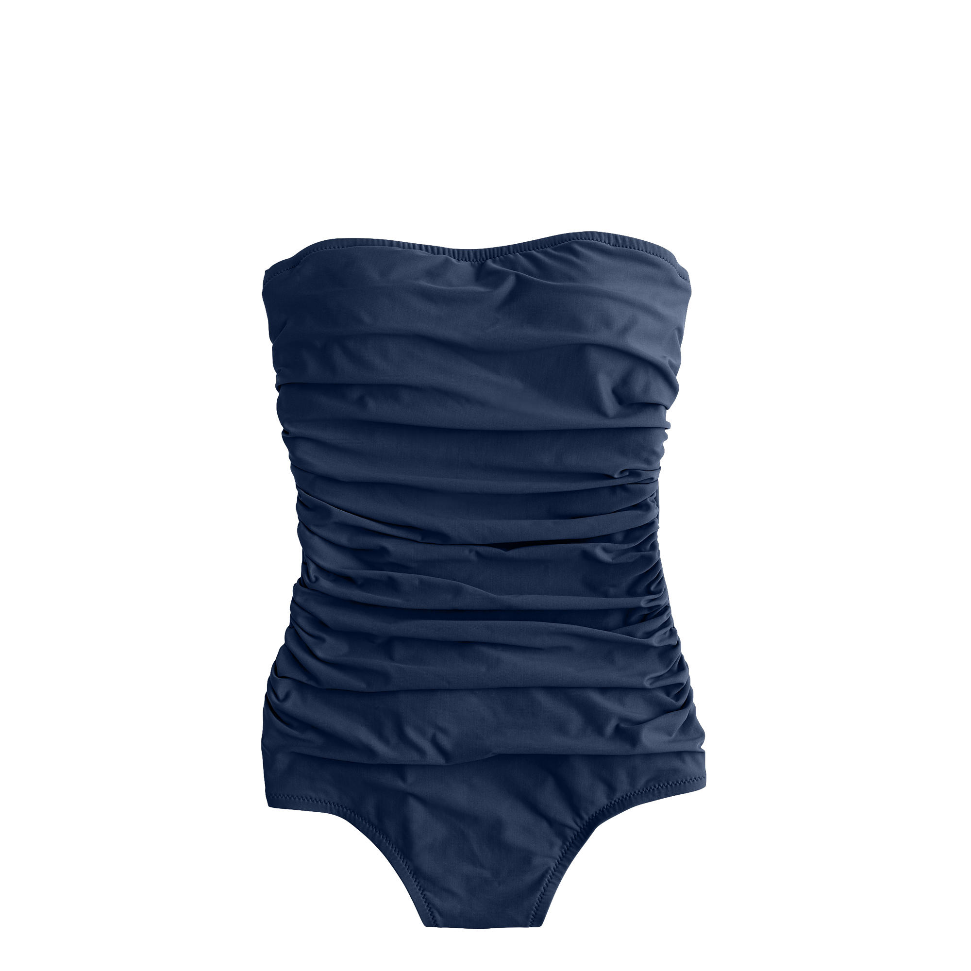 J Crew D Cup Ruched Bandeau One Piece Swimsuit In Blue Lyst