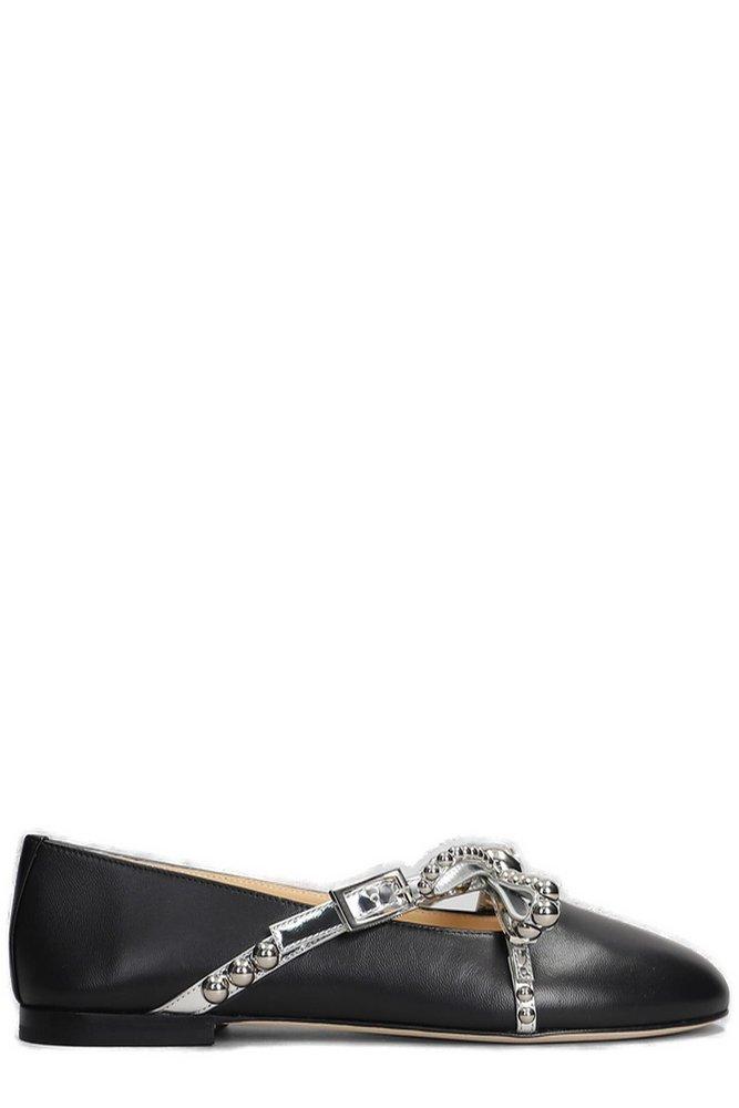 Mach & Mach Stud-Embellished Round Toe Ballet Flats in Black | Lyst
