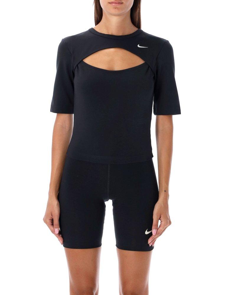 Nike Cut-out Swoosh-logo Round-neck T-shirt in Blue | Lyst