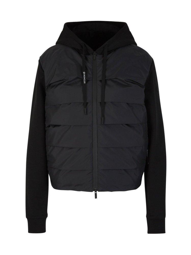 Moncler Quilted Panel Hooded Jacket in Black | Lyst