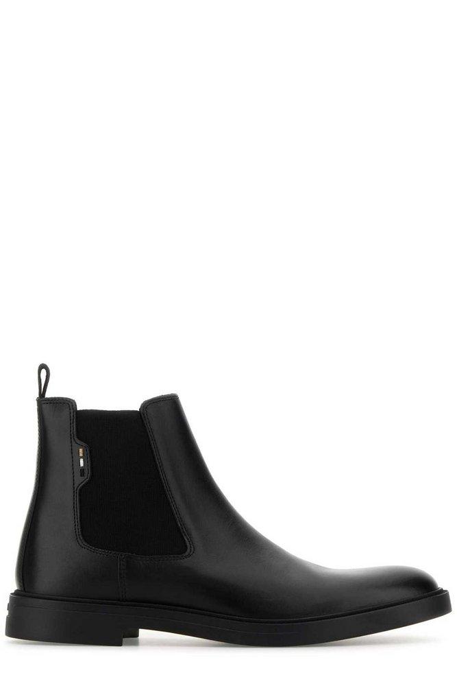 BOSS Signature-stripe Detail Chelsea Boots in Black for Men | Lyst