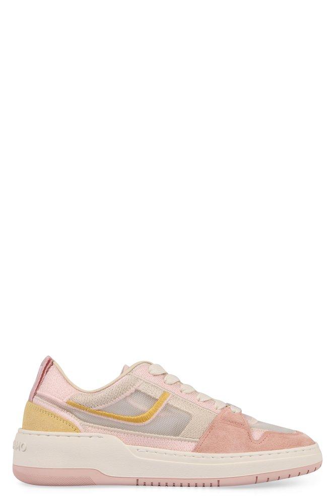 Ferragamo Suede And Fabric Low-top Sneakers in Pink | Lyst