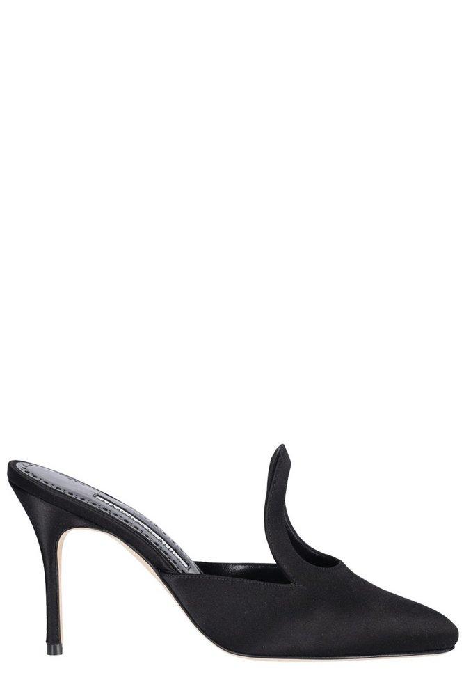 Manolo Blahnik Fugati Cut Out Detailed Mules in Black | Lyst