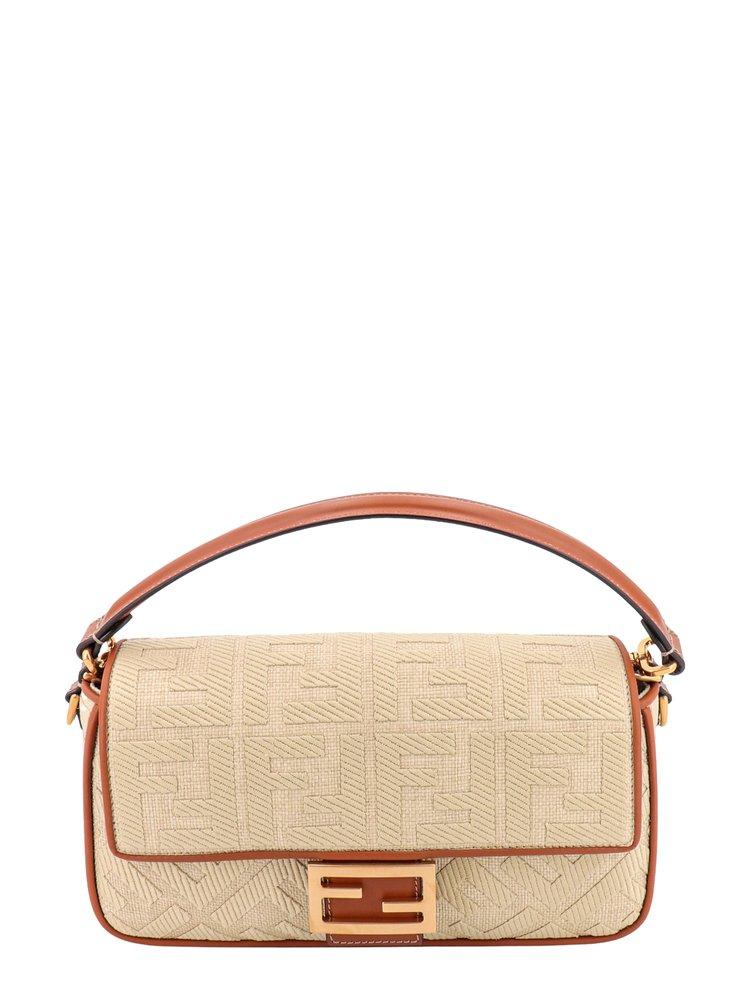 Fendi All-over Ff Motif Embellished Baguette Tote Bag in Brown | Lyst