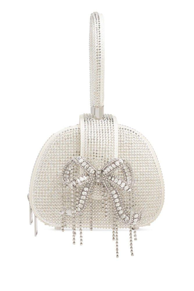 Self-Portrait Embellished Micro Top Handle Bag in White | Lyst