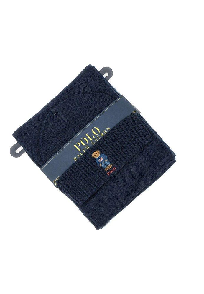 Polo Ralph Lauren Polo Bear-Motif Scarf And Hat Set in Blue for Men | Lyst