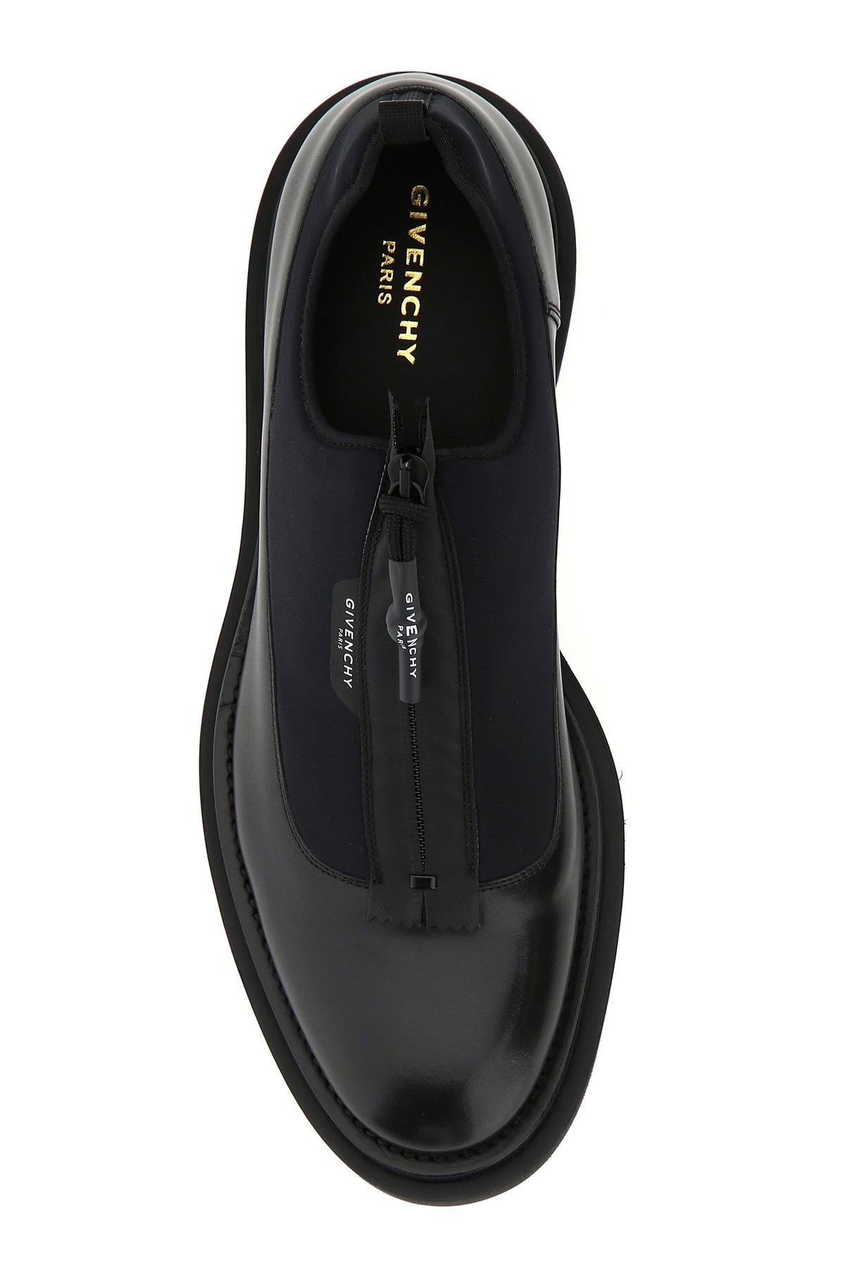 Givenchy Leather Logo Zip Up Shoes in Black for Men - Lyst