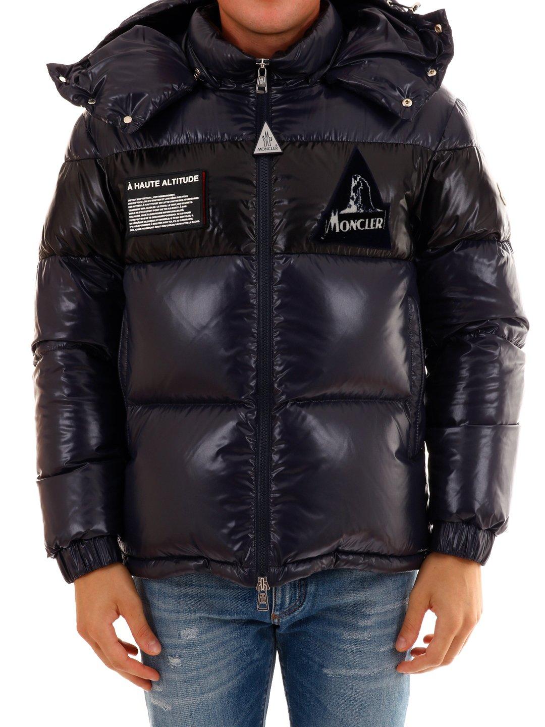 Moncler Synthetic Panelled Logo Patch Puffer Jacket in Blue for Men - Lyst