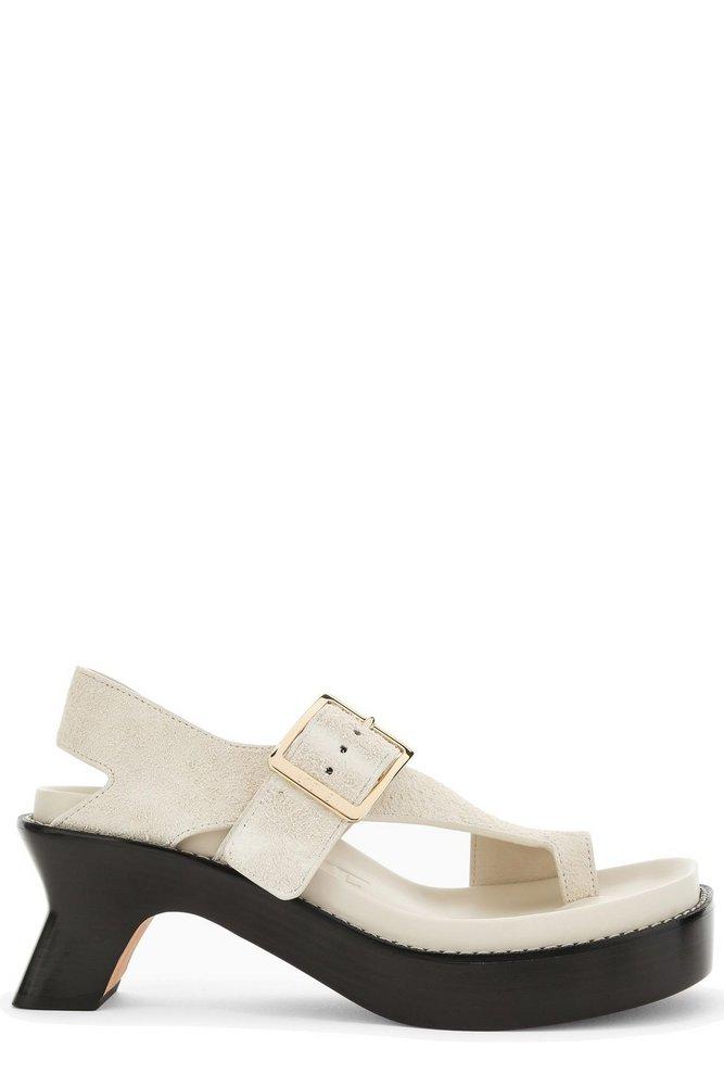 Loewe Ease Brushed Heeled Sandals in White | Lyst